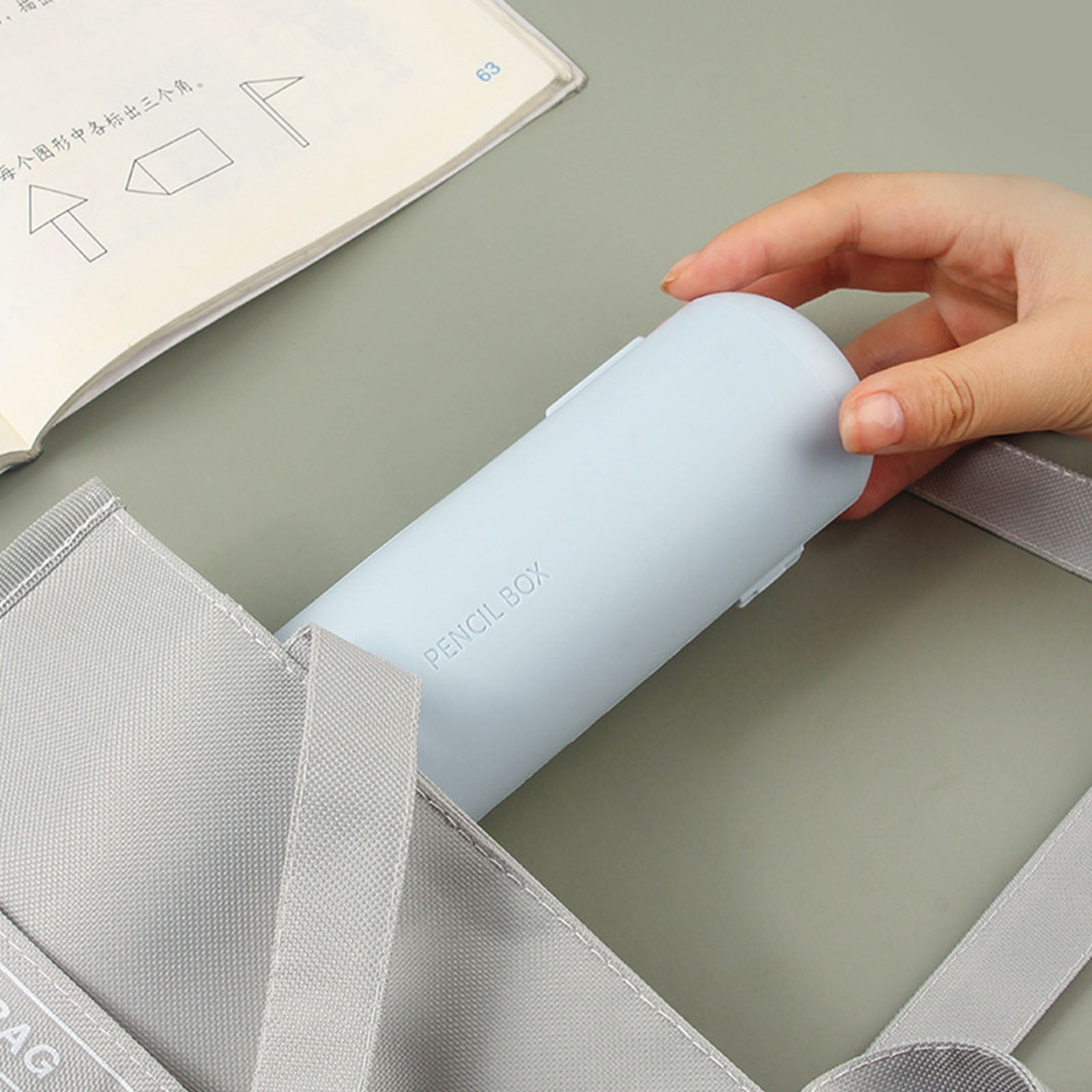 Primary Pencil Box, Double Layer Storage Box, Solid Color Design, for ...