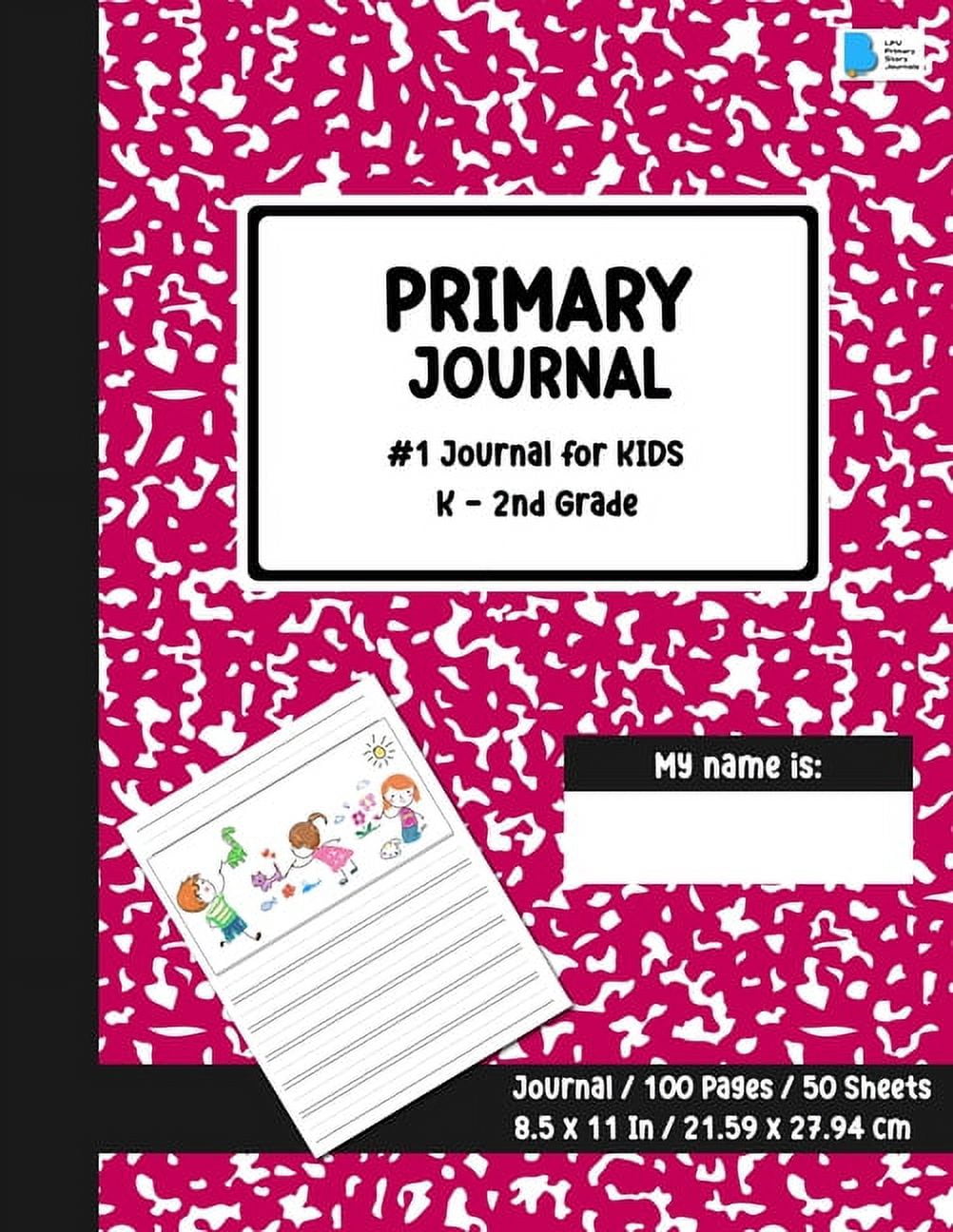 Primary Story Journal: Dotted Midline and Picture Space Red Marble ...