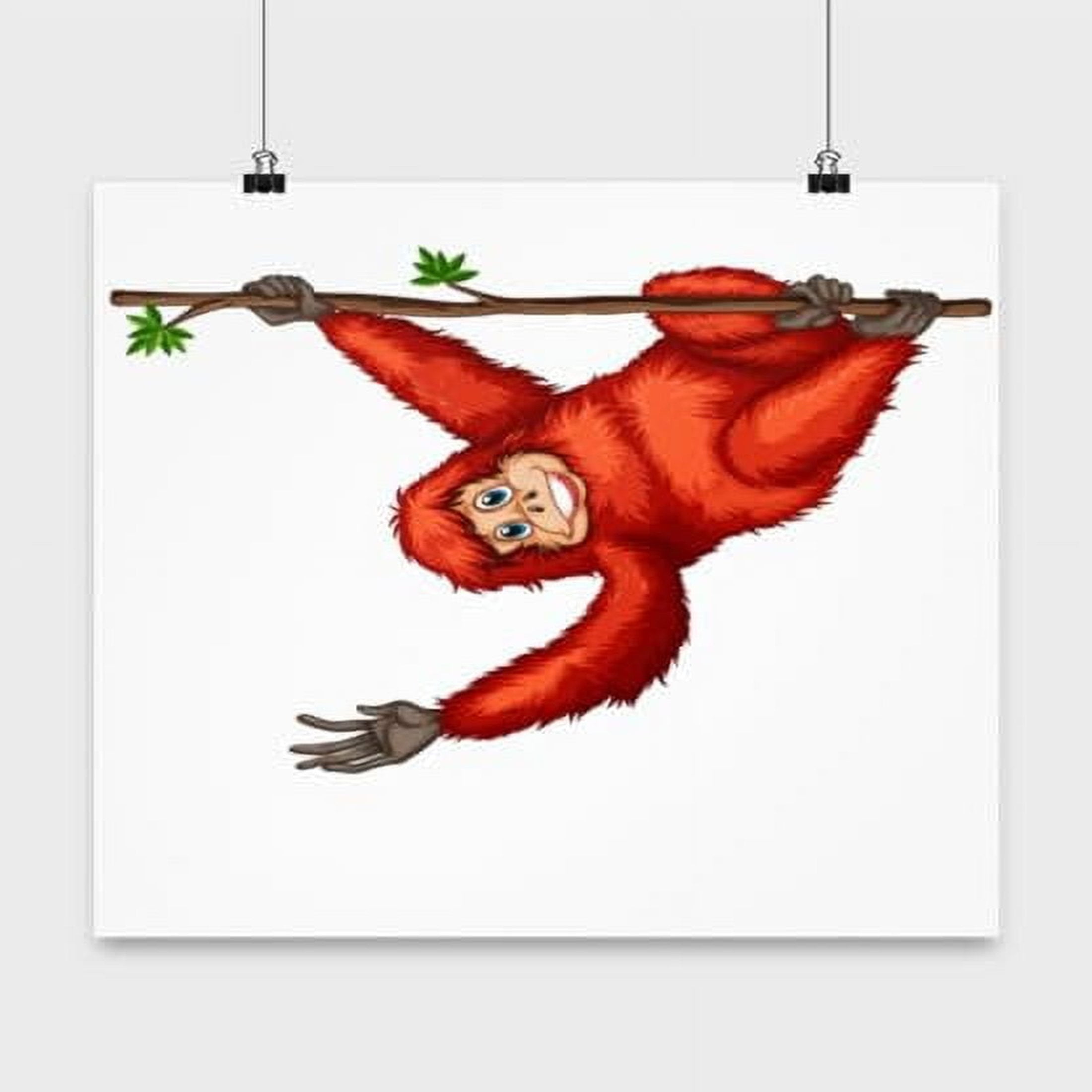 Primate Poster, Orangutan, Monkey Wall Art Gift, White 13x13in Poster ...