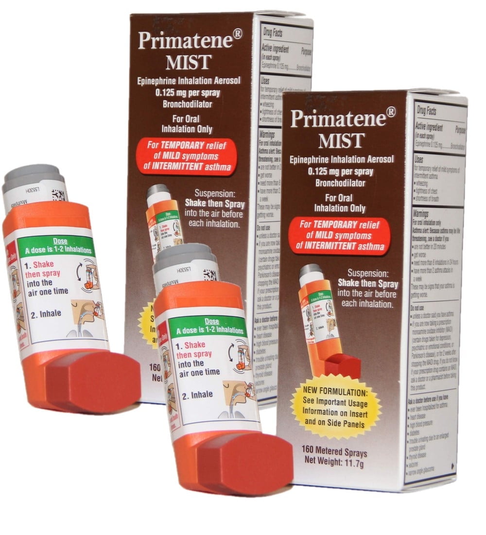Primatene 2-Pack OTC Asthma Inhaler, Epinephrine Oral Inhalation ...