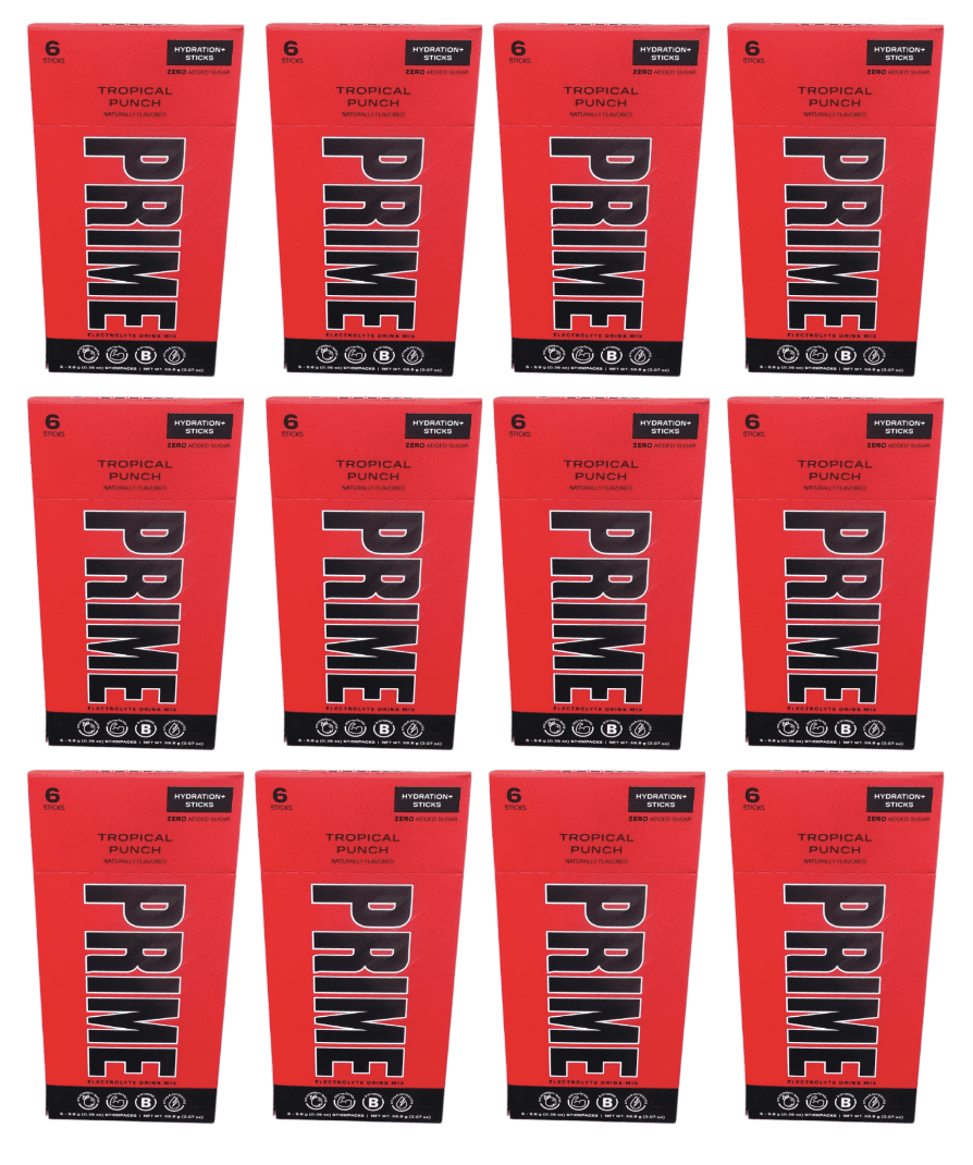 Prime (12 Boxes) Tropical Punch Electrolyte Drink Mix 72 Total Packets ...