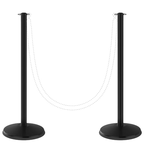 Prime 40" Tall Classic Metal Stanchion Post 2 Pack, Self-Straightening ...