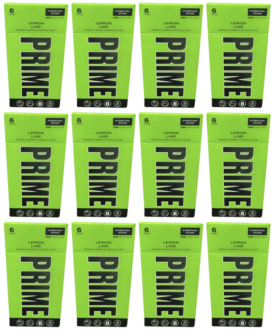 Prime Hydration Sticks, Lemon Lime Flavor, 72 Packs, 12 Boxes, 1 Case ...