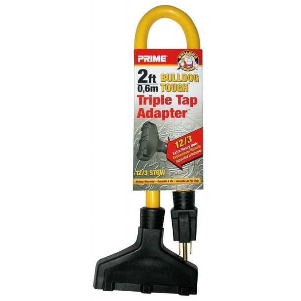 Prime AD050802 2' 12/3 STOW Yellow Triple Tap Adapter - Walmart ...