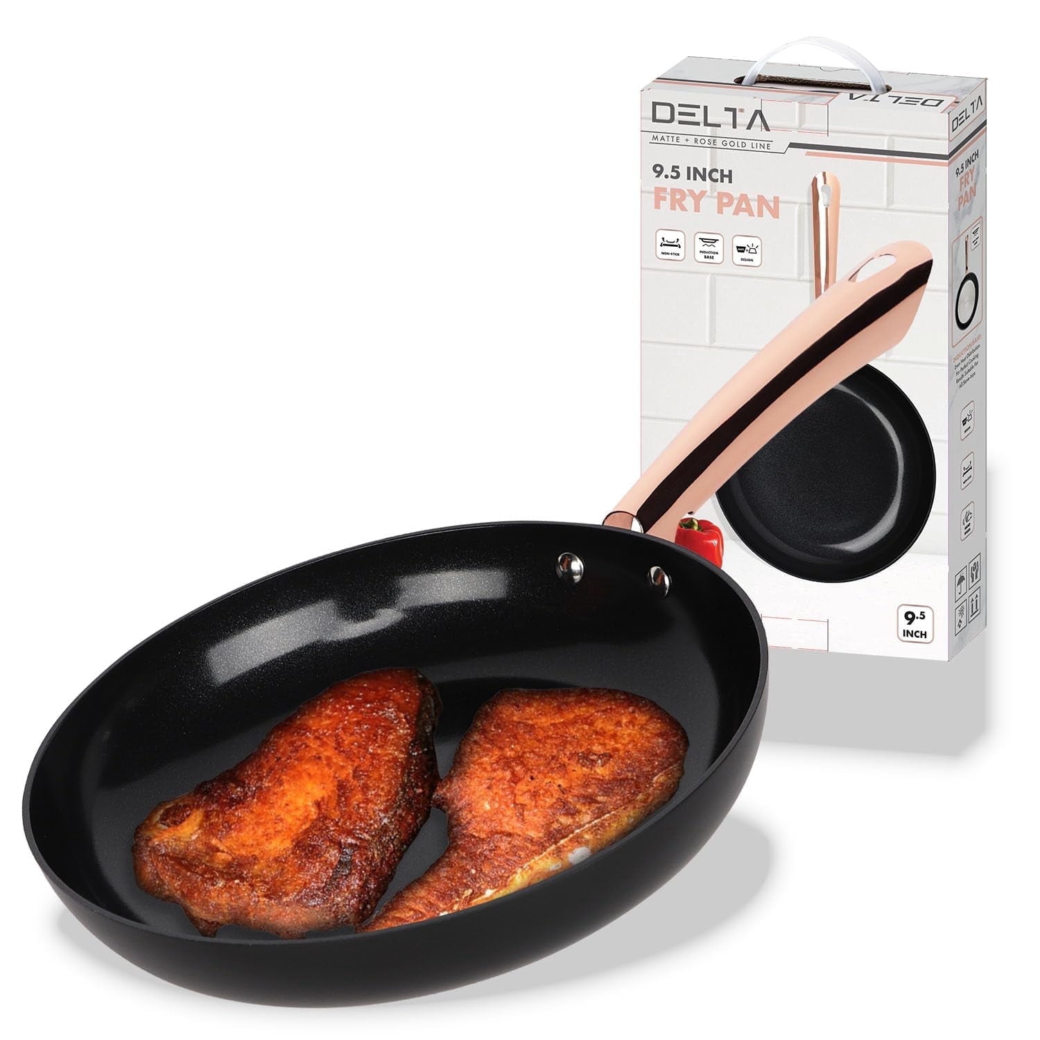 Prime Cuisine 9.5" Non-Stick Fry Pan – Delta Collection | Matte Black ...
