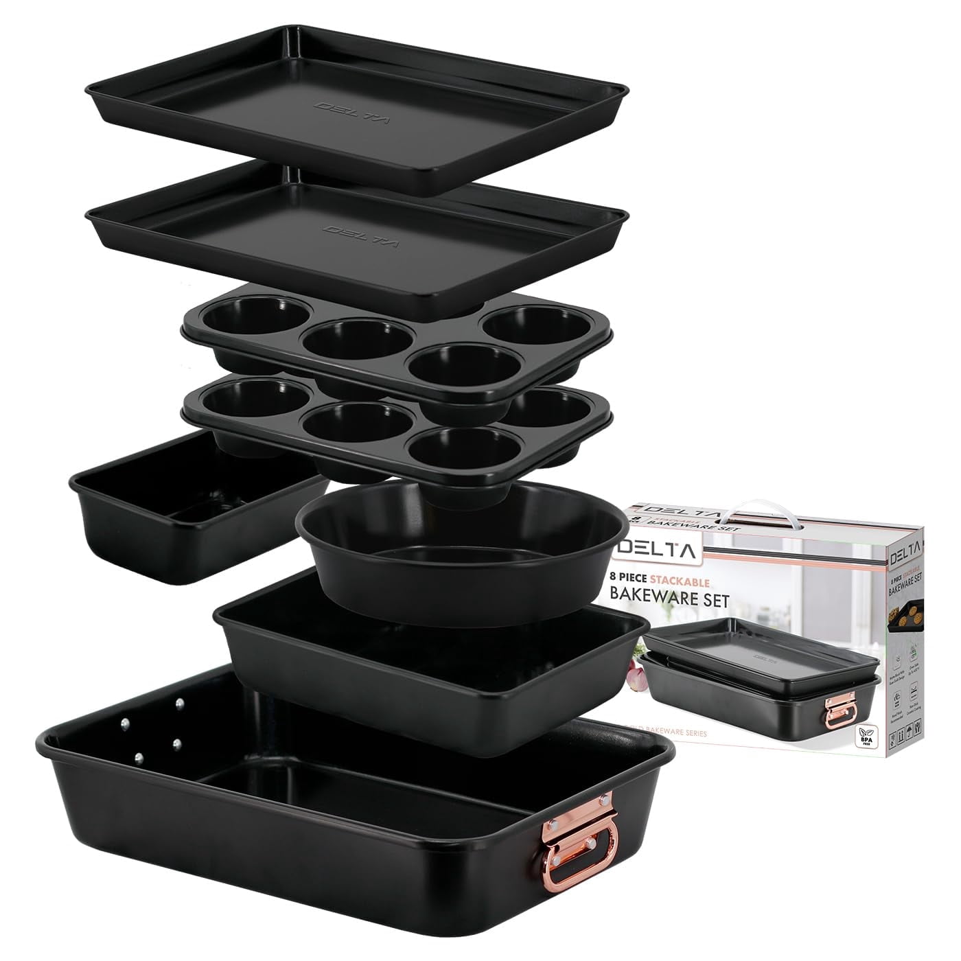 Prime Cuisine Nonstick Ceramic Bakeware Set – 8 Piece Baking Pans Set ...
