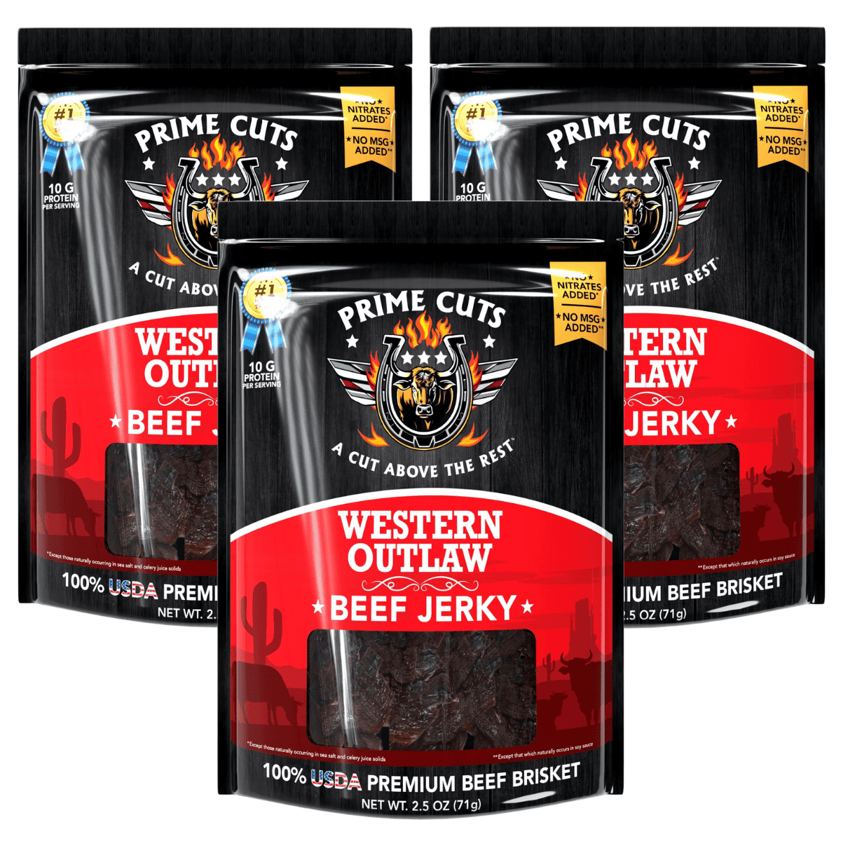 Prime Cuts Western Outlaw Beef Jerky | USDA Prime Brisket | Smoky ...