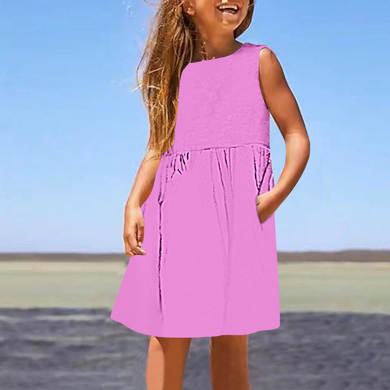 Girls Summer Dresses 2025 Casual Sleeveless Sundress Beach Vacation ...