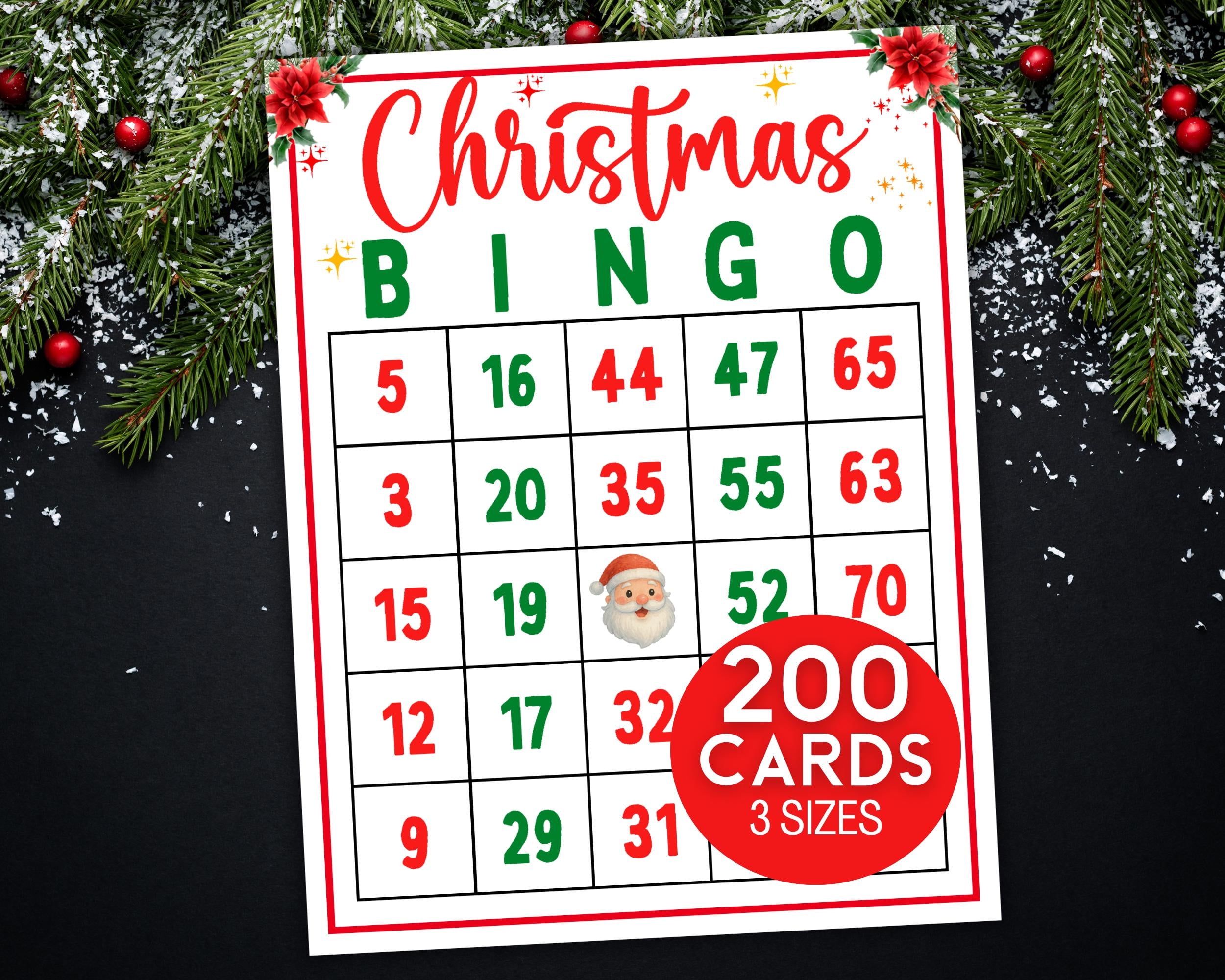 Prime Delica 200 Christmas Bingo Cards, Printable Christmas Number ...