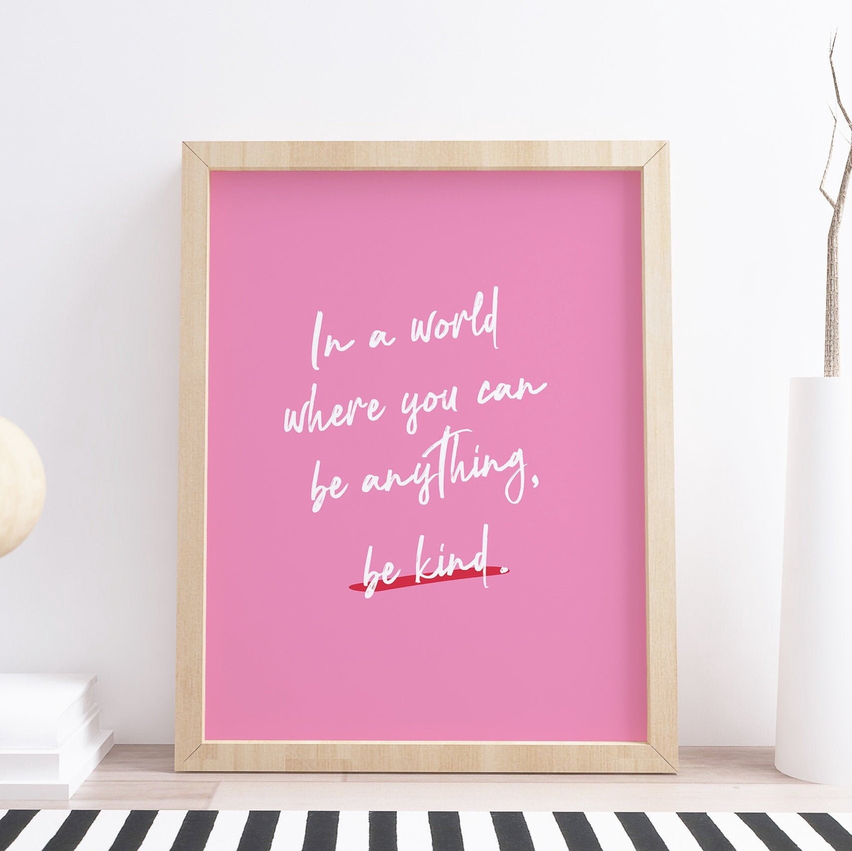 Prime Delica Be Kind Motivational Quote Print, Pink, Handwritten, gift ...