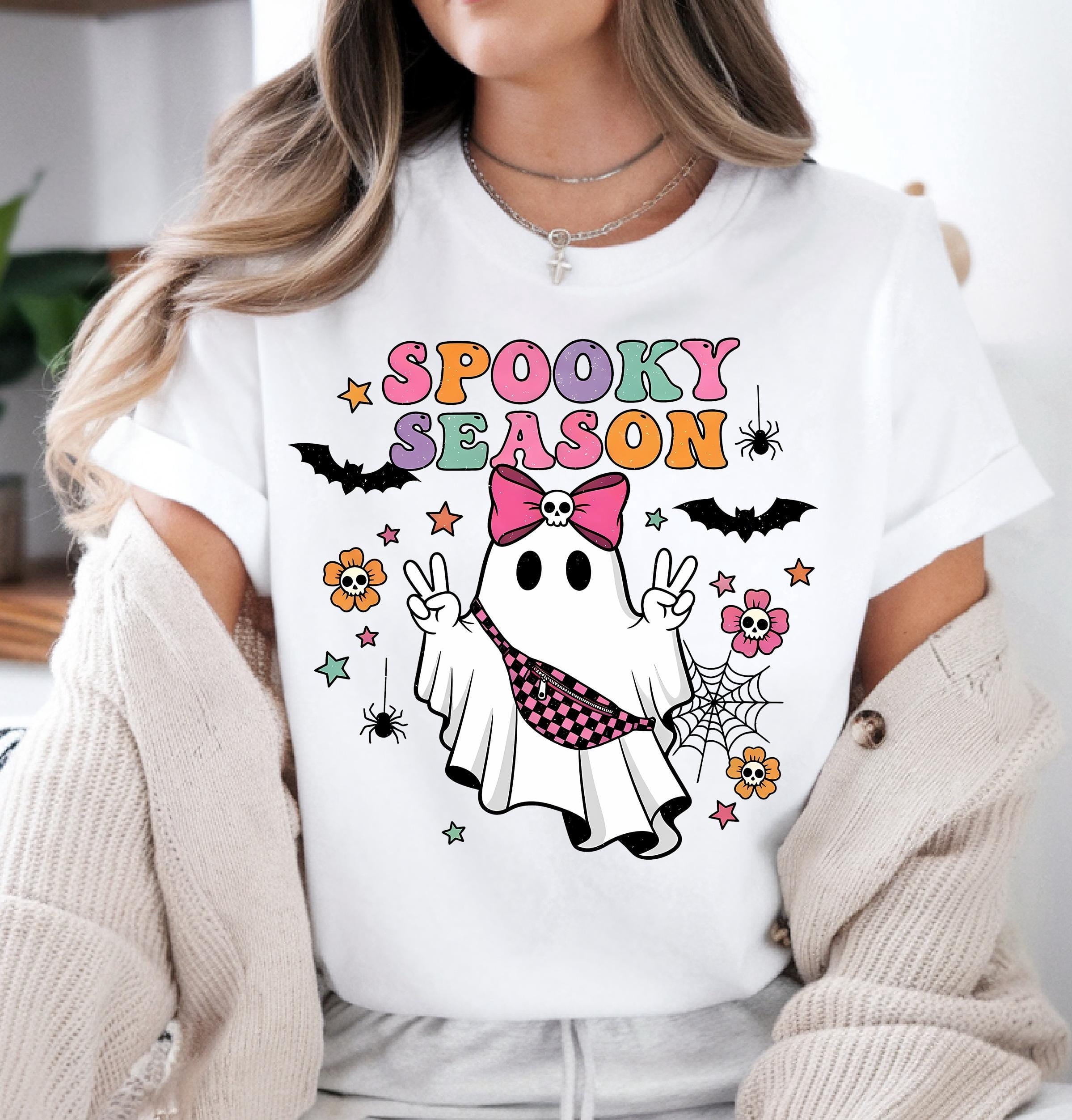 Prime Delica Checkered Boo Ghost Halloween T-Shirt, Spooky Season ...