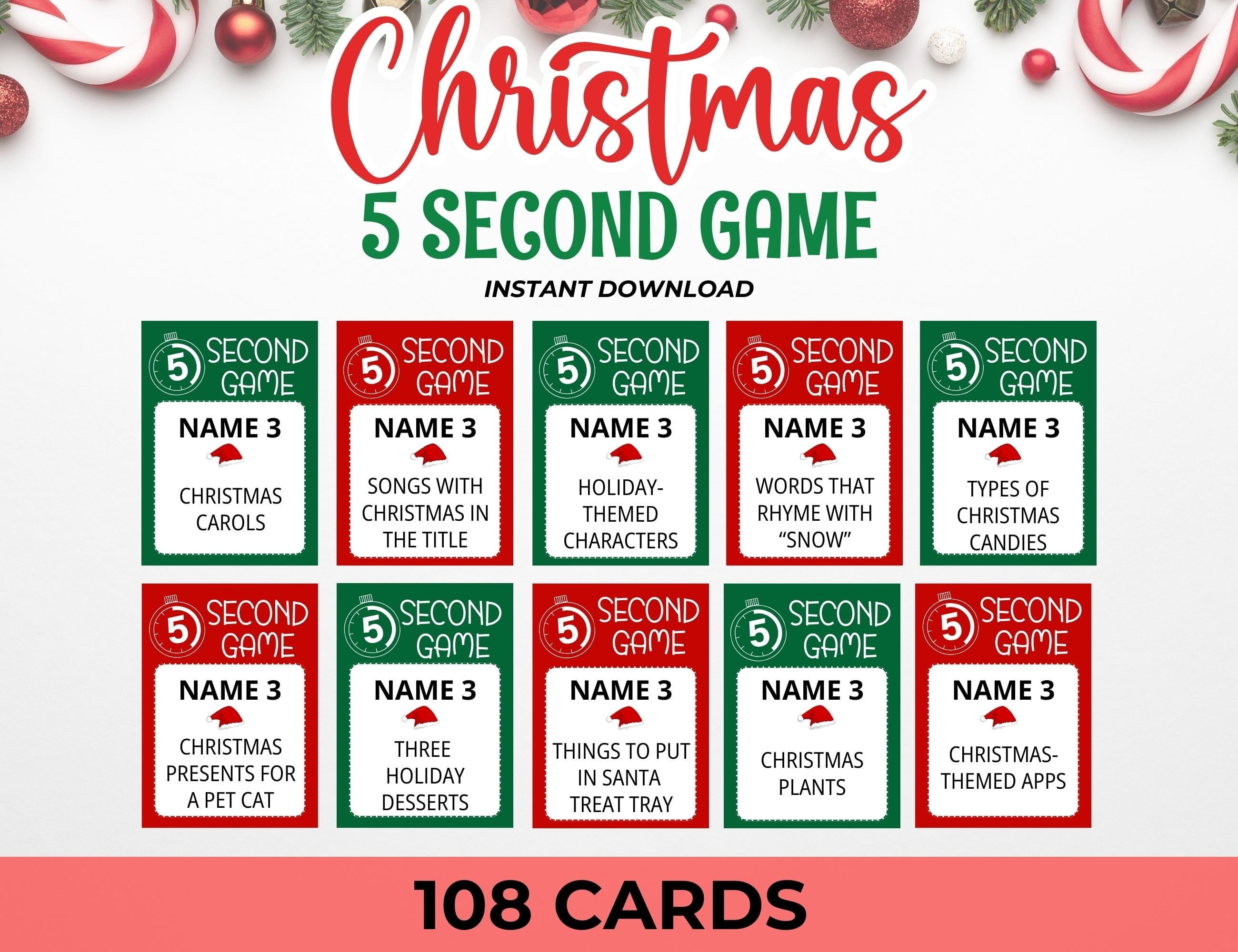 Prime Delica Christmas 5 Second Game, Christmas Party Games, Group ...