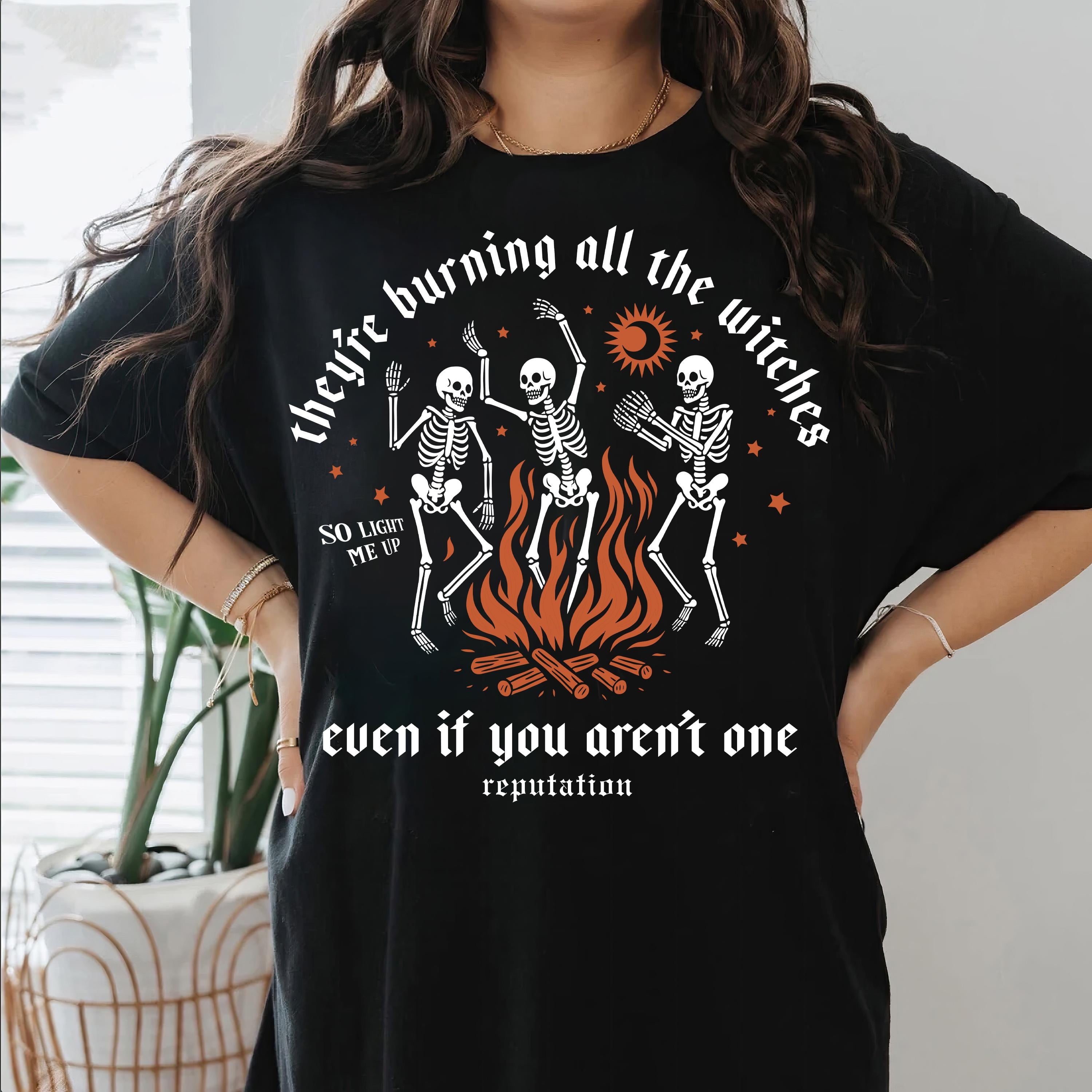 Prime Delica Dancing Skeleton Shirt, They're Burning All The Witches ...