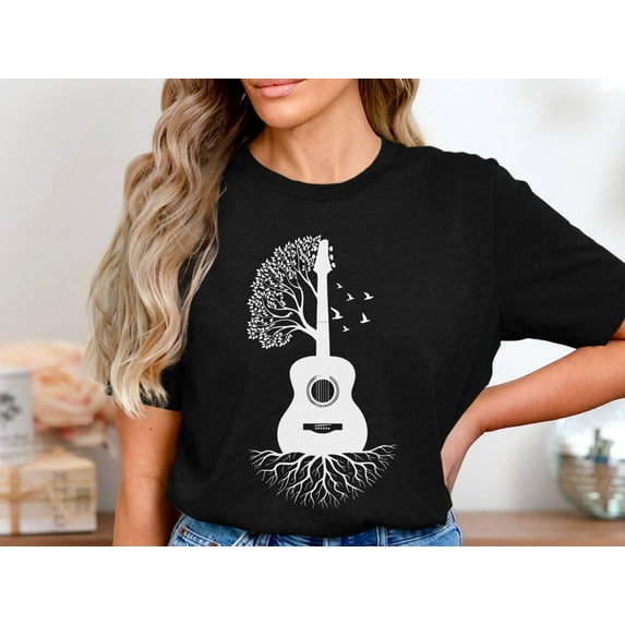 Prime Delica Guitar Tree Roots Shirt, Acoustic Guitar Nature Tee, Music ...