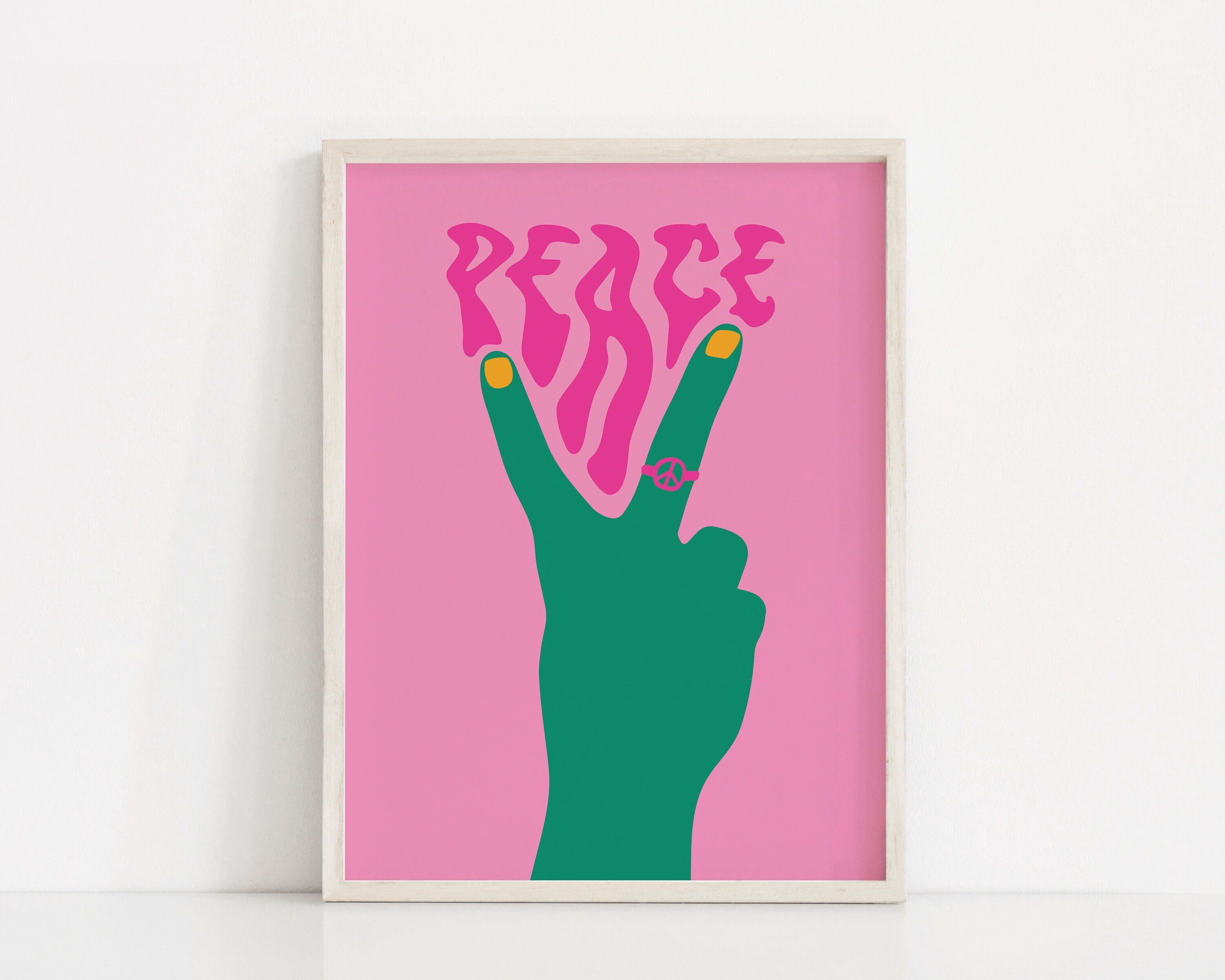 Prime Delica Peace Sign Fingers Art Poster | Hippie Hand Gesture Poster ...