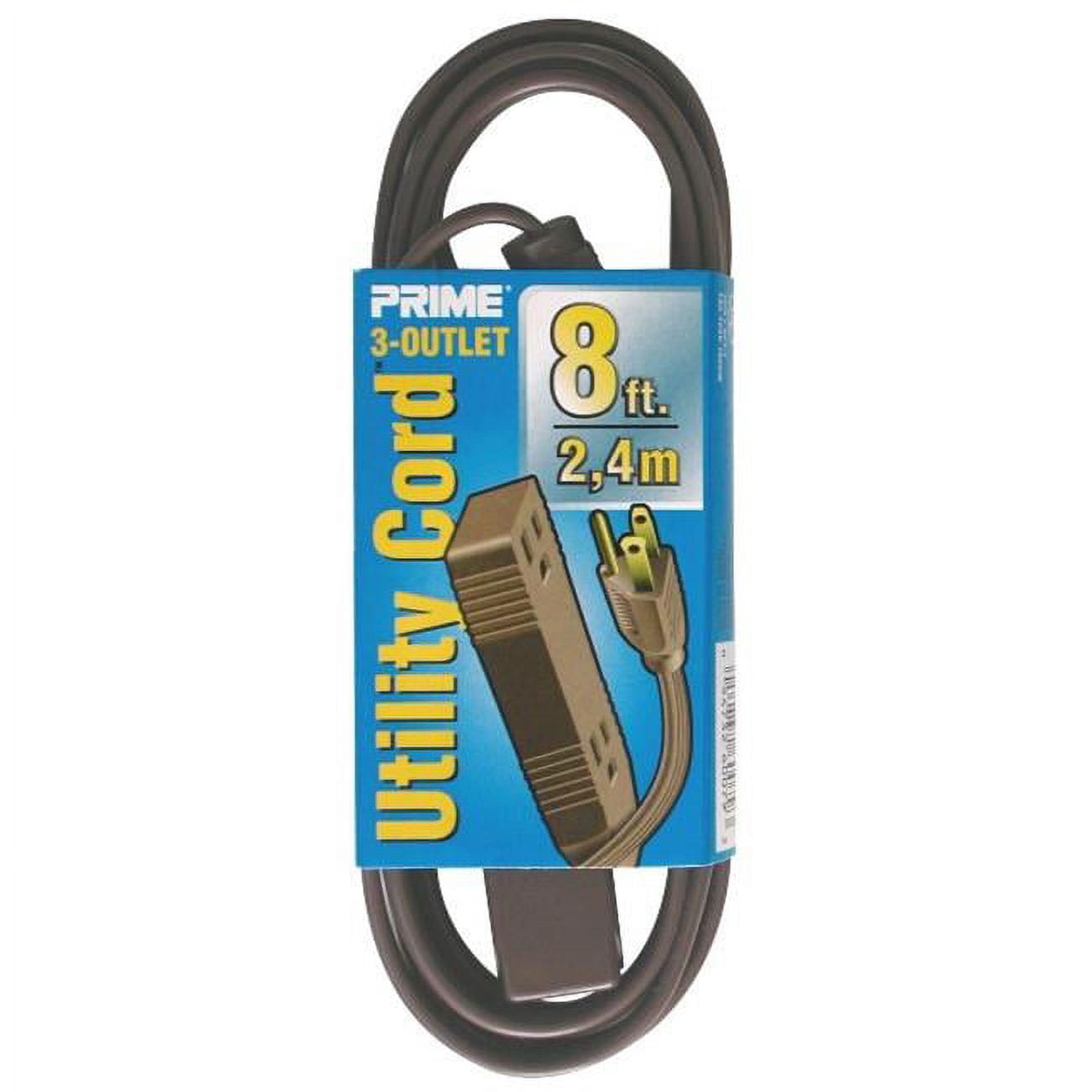 Prime Wire 8-Foot 16/3 SPT-2 3-Outlet Utility Indoor Cord, Brown ...