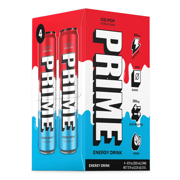 Prime Energy Drink, Ice Pop, 12oz Cans (4 Pack) - Walmart Business Supplies