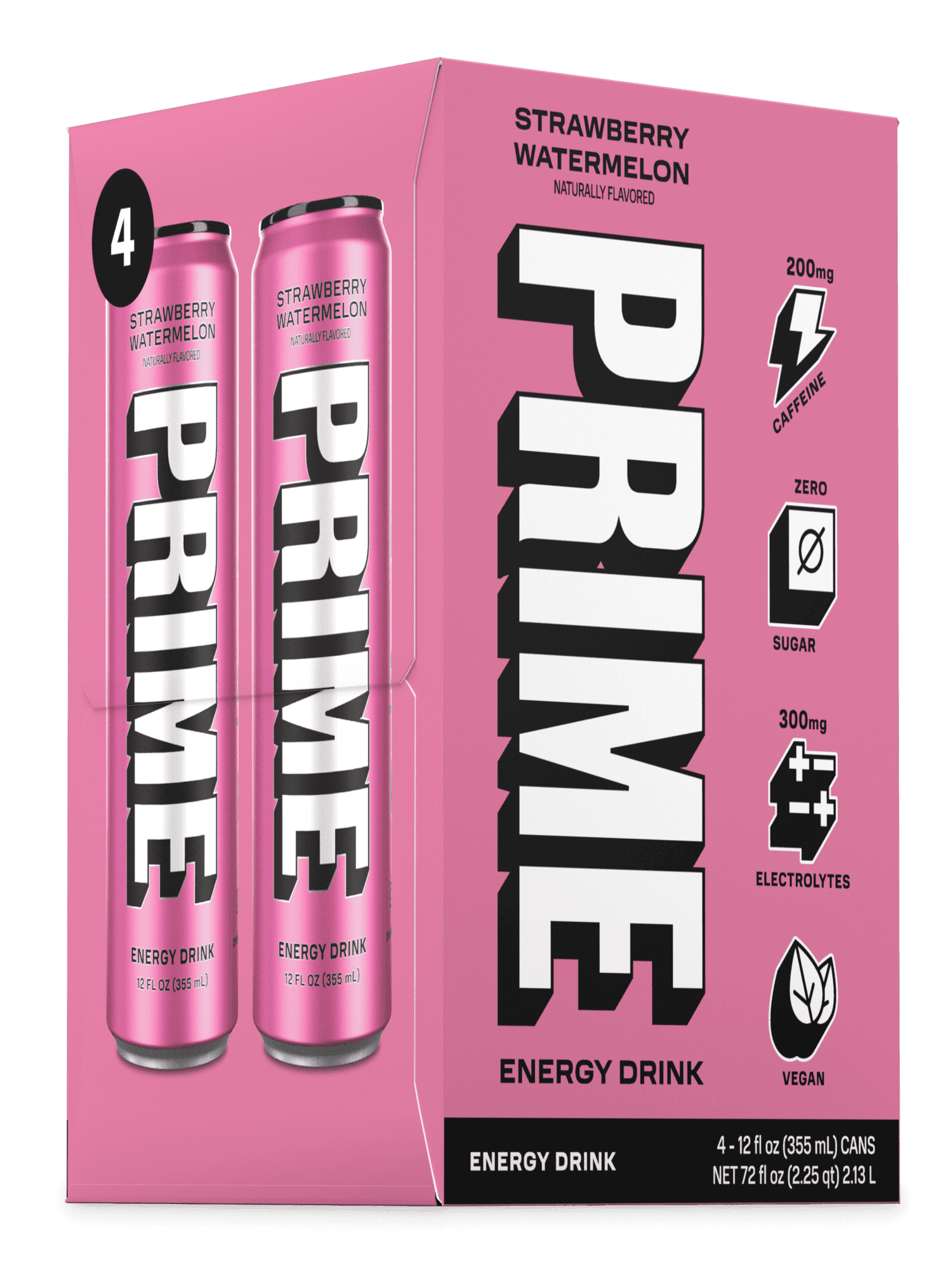 Prime Energy Drink, Strawberry Watermelon, 12oz Cans (4 Pack) - Walmart.com