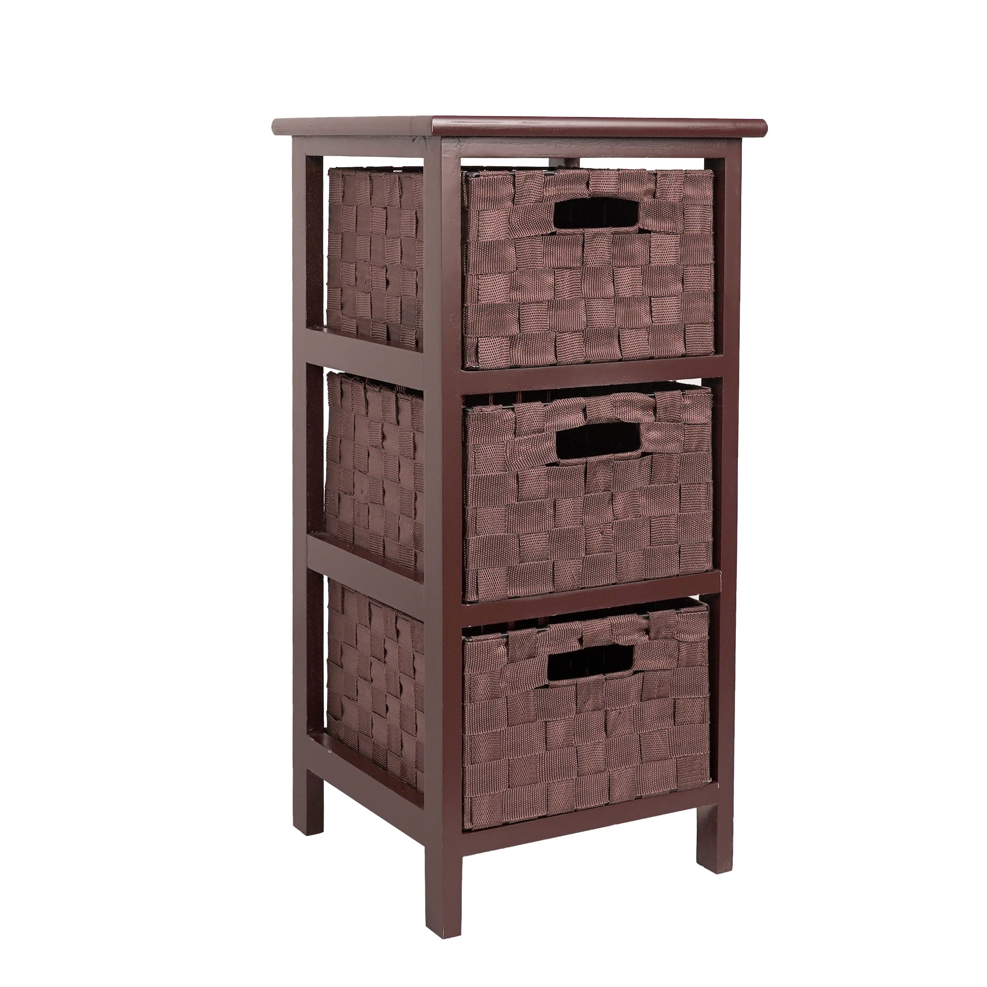 Prime Garden 3-Drawer Wooden Weave Storage Tower, Brown - Walmart.com