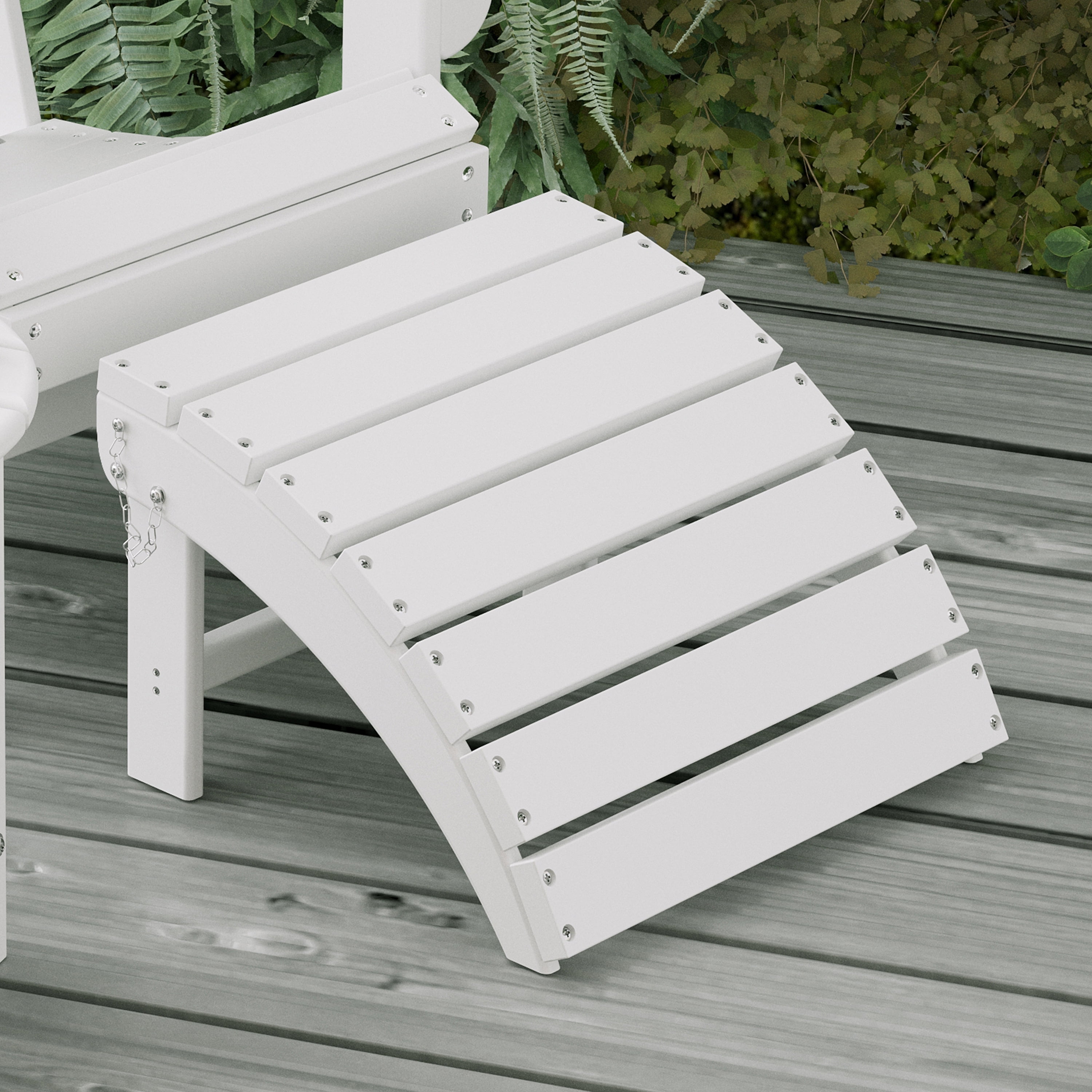 Prime Garden Plastic Adirondack Chair Footstool, All-Weather Outdoor ...