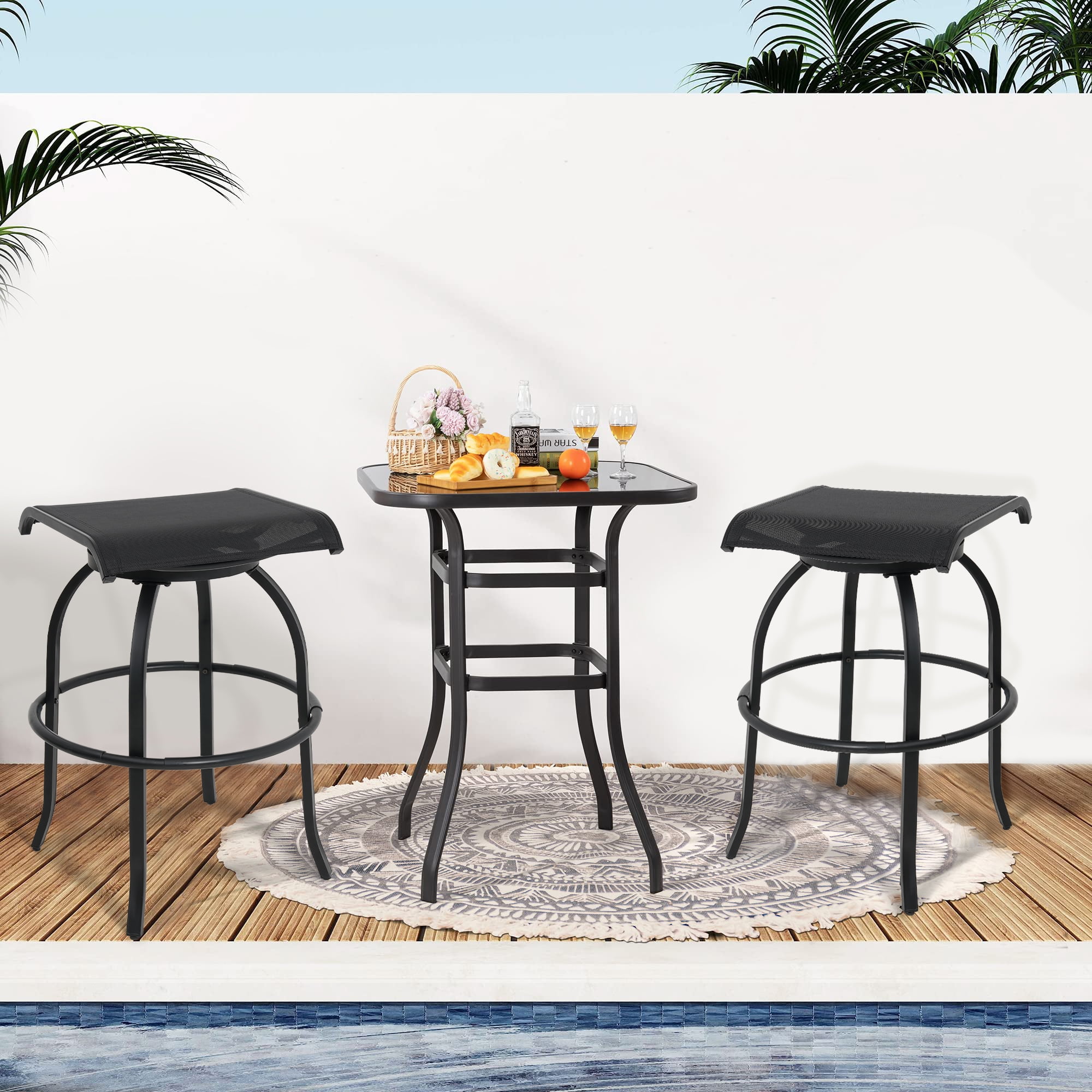 Prime Garden Swivel Collection Metal Patio Bar Stools All-Weather with ...
