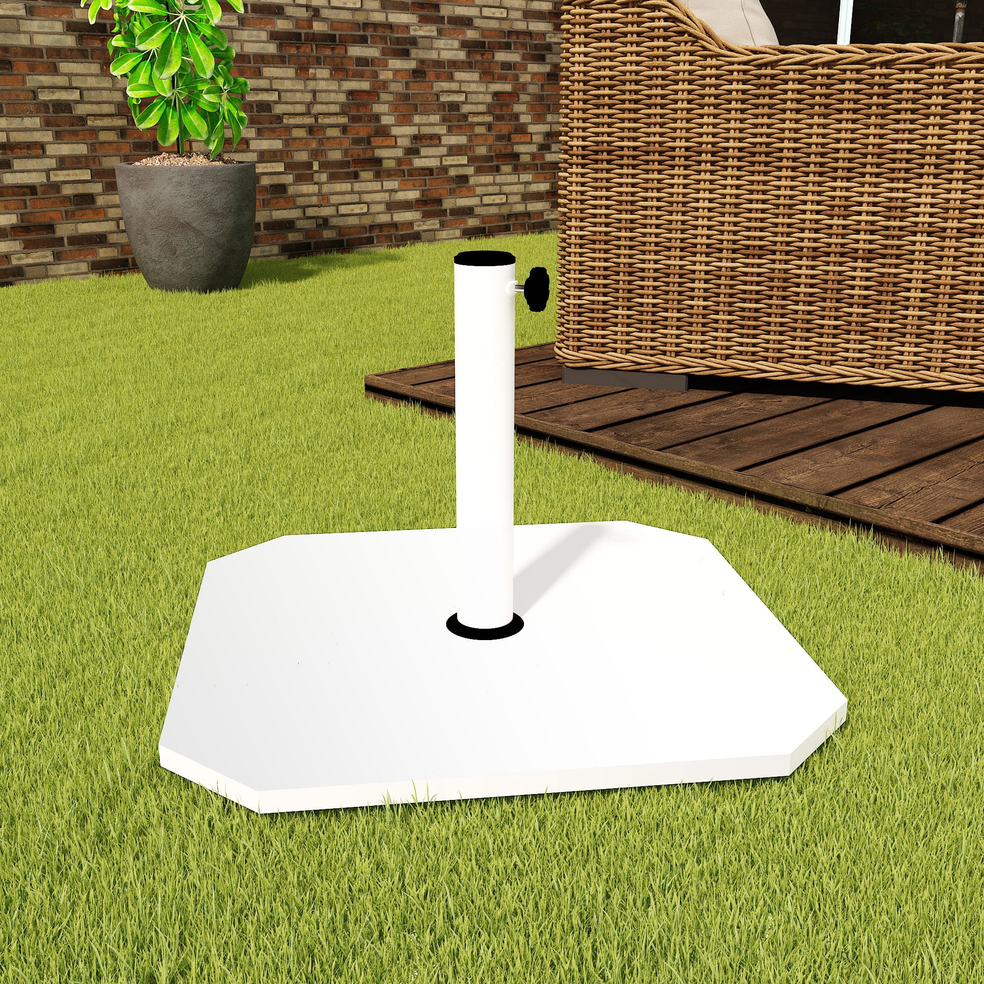 Prime Garden Outdoor Patio Pool Umbrella Base Stand,White - Walmart ...