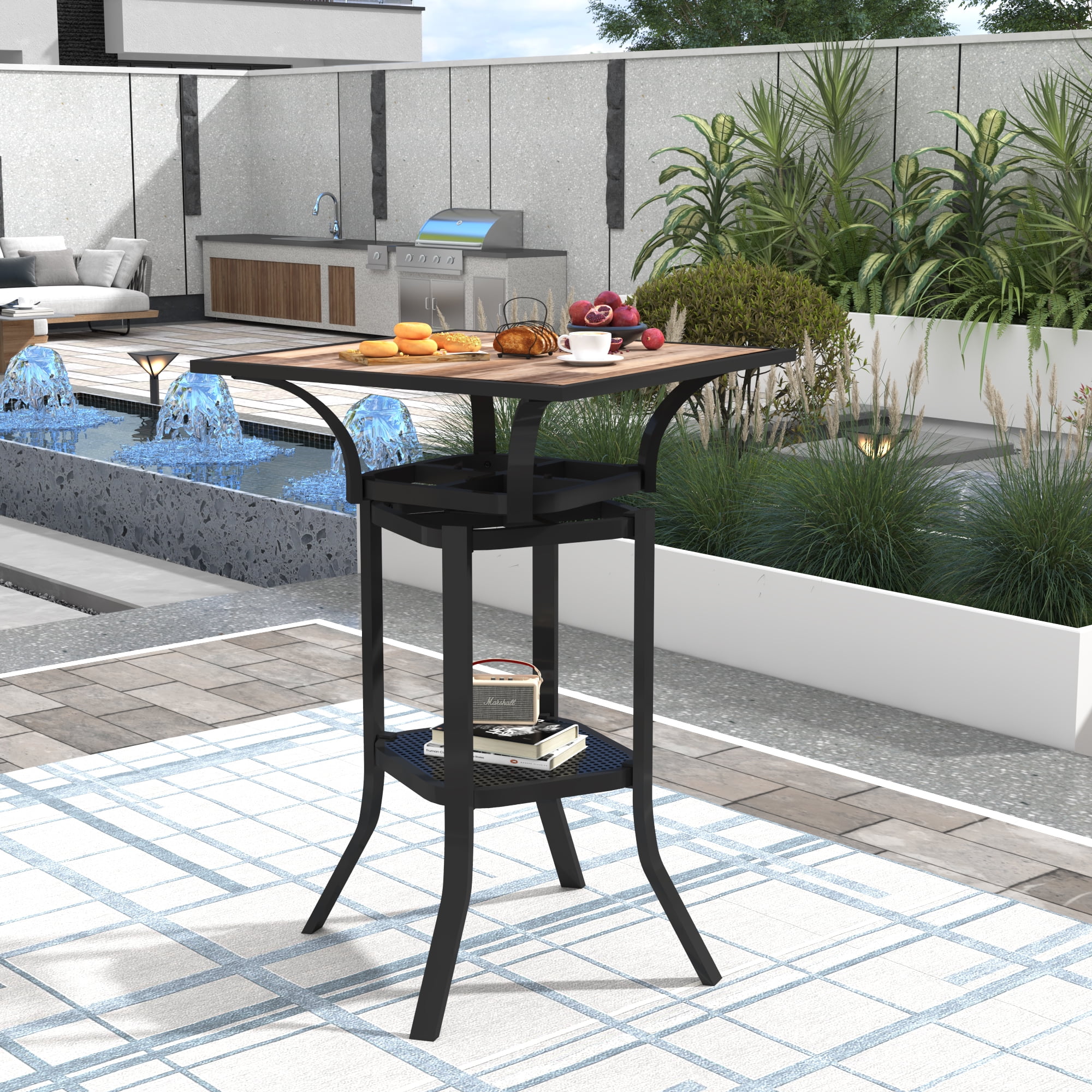 Prime Garden Patio Bar Table, Outdoor Bar Height Bistro Table with ...