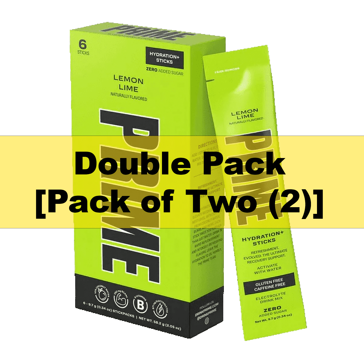 Prime Hydration Drink Mix - Lemon Lime DOUBLE Pack (12 On The Go Sticks ...