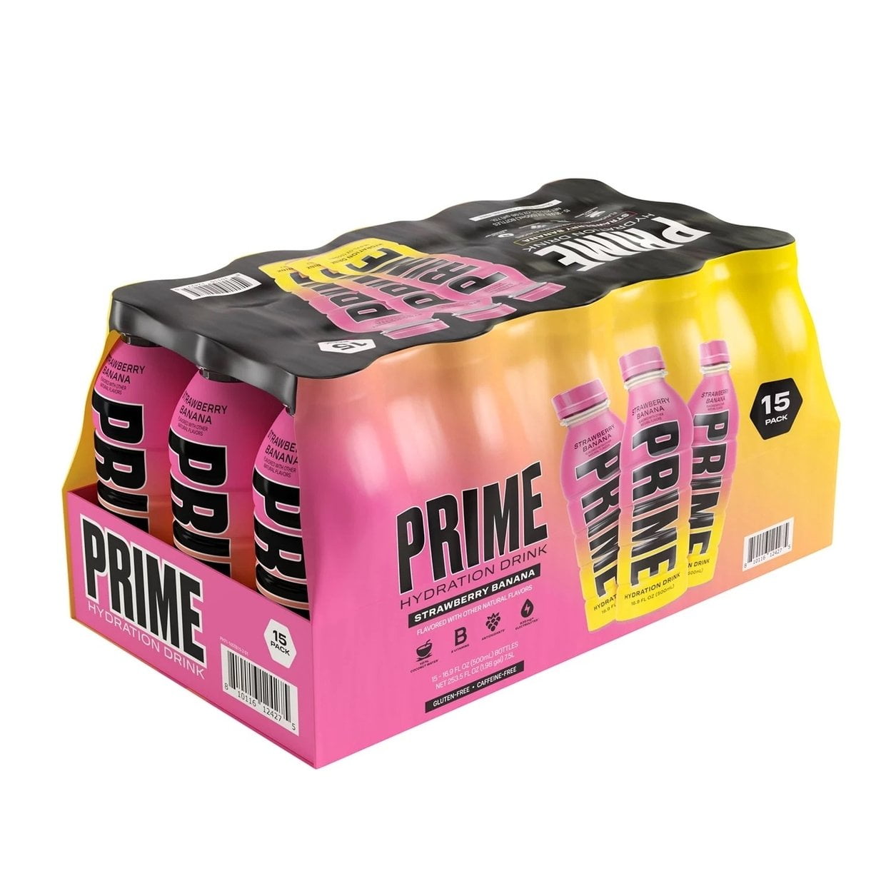 Prime Hydration Strawberry Banana Drink, 16.9 Fluid Ounce, Pack of 15 ...