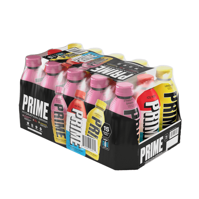 Prime Hydration Variety Pack- 15pk 12oz Bottles, Zero Cal: Ice Pop ...
