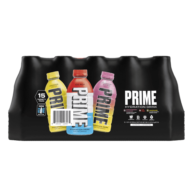 Prime Hydration Drink Variety Pack 12oz 15-pack Bottles - 5 Ice Pop, 5 ...
