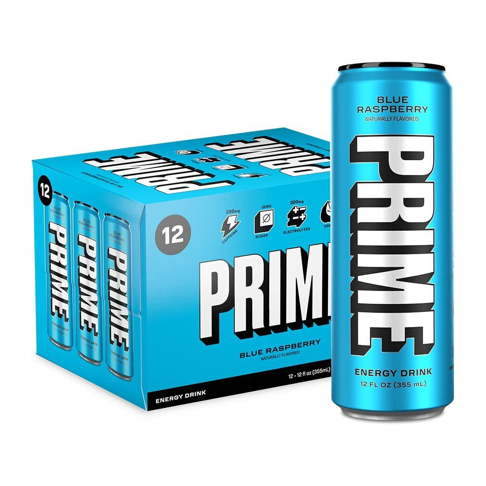 Prime Energy Drink - 200mg Caffeine, 300mg Electrolytes, Blue Raspberry ...