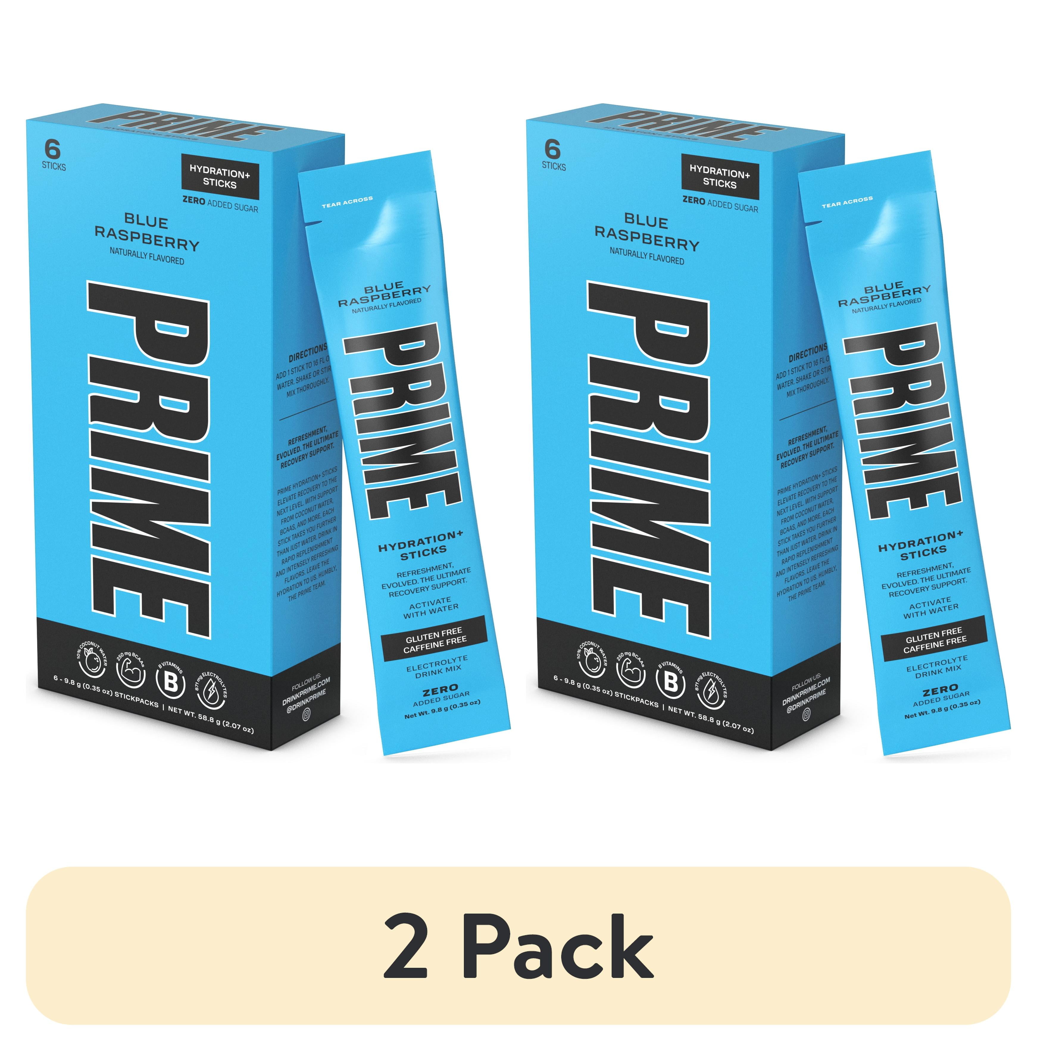 (2 pack) Prime Hydration Stick Pack, Blue Raspberry, 9.49g, 6 Count ...