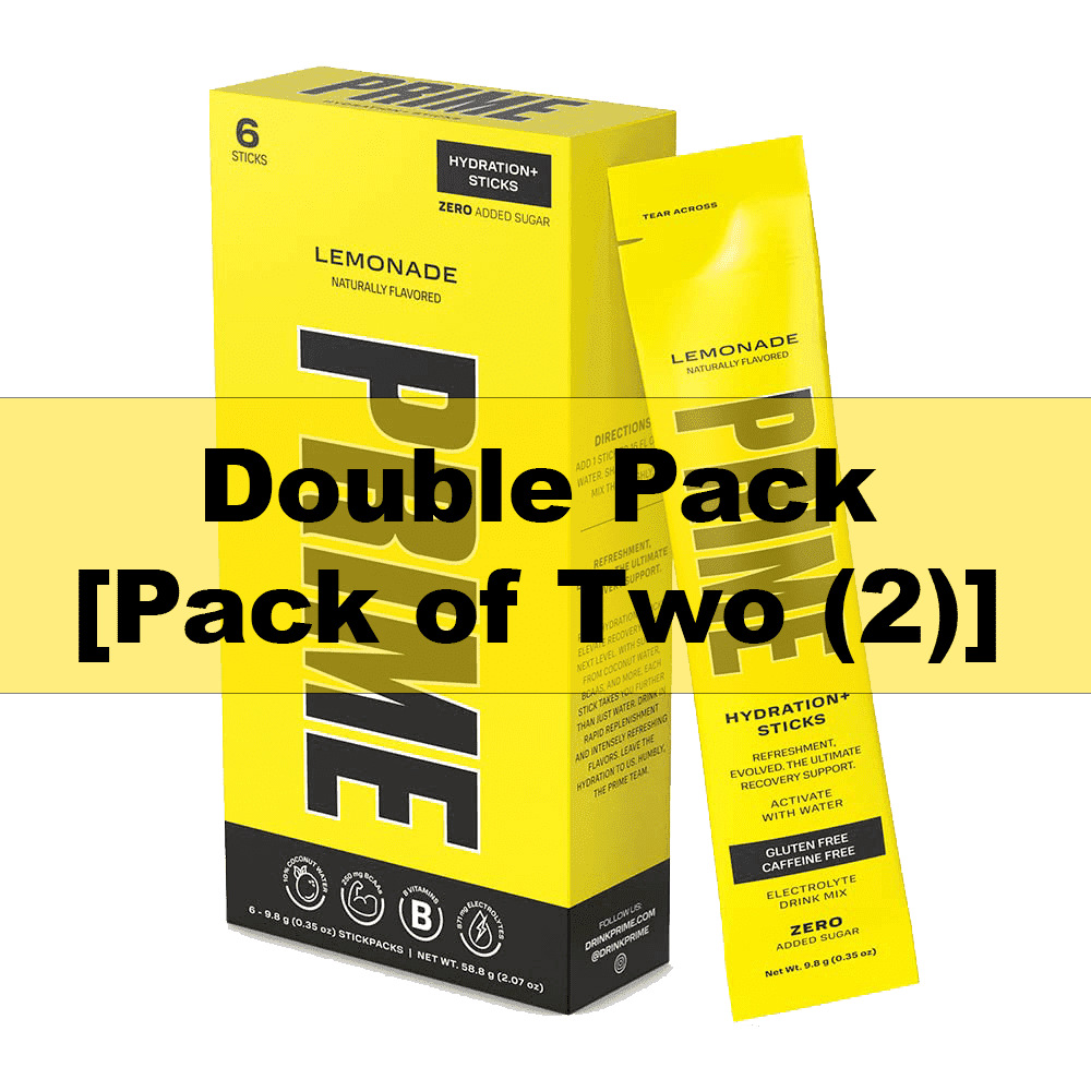 Prime Hydration Stick Pack, Lemonade DOUBLE Pack (12 On The Go Sticks ...