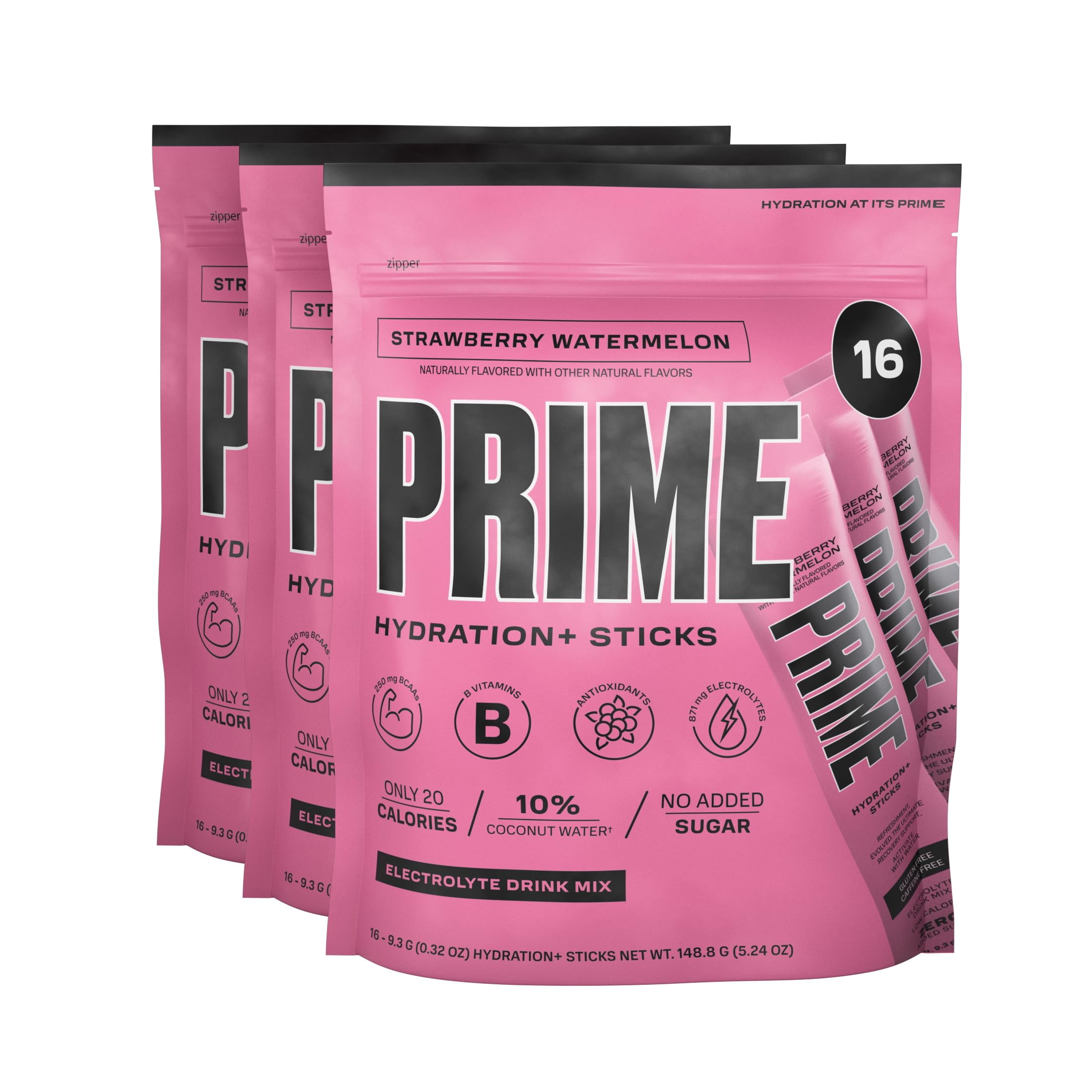 Prime Hydration+ Stick Pack, Strawberry Watermelon Electrolyte Drink ...