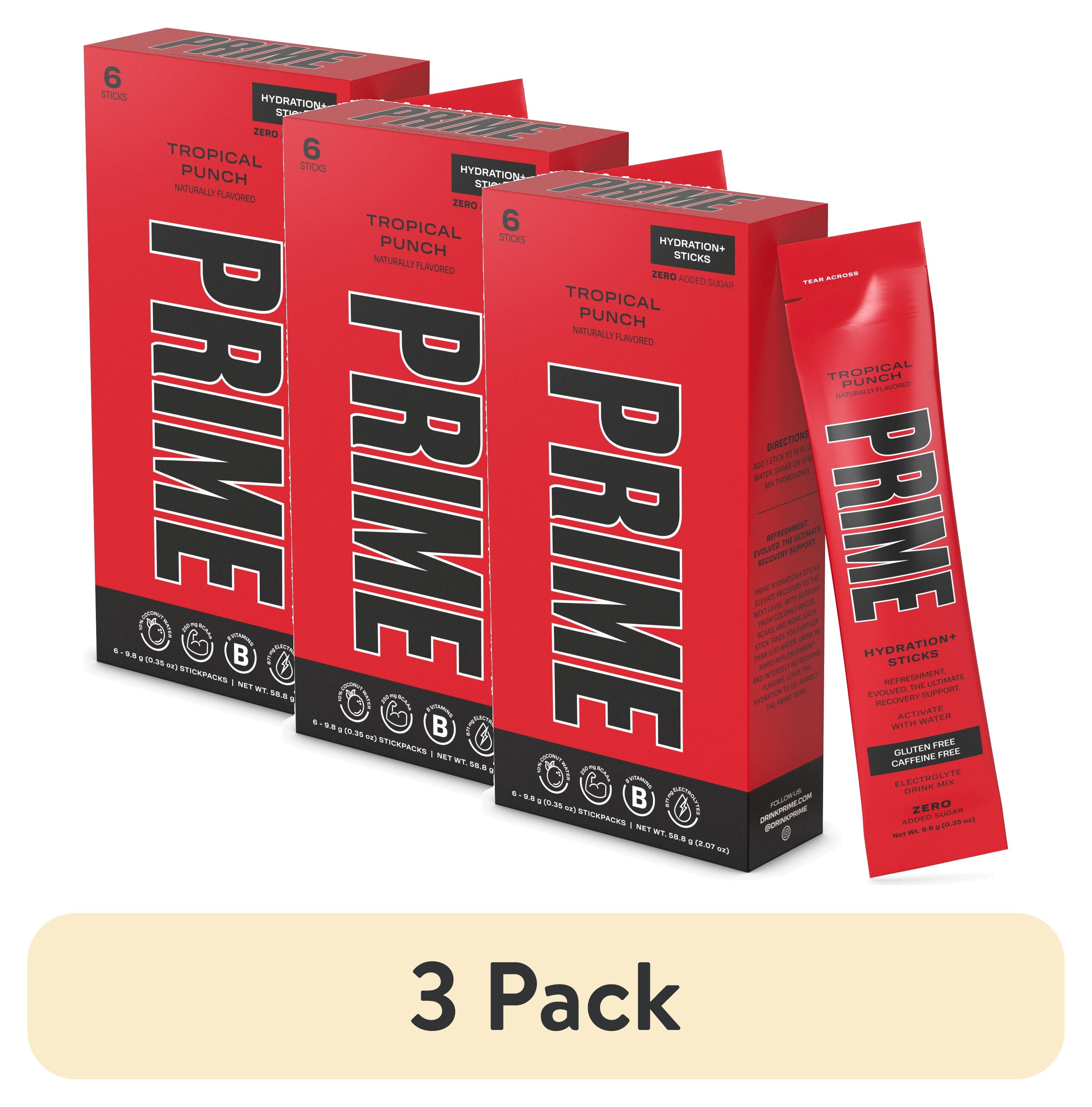 (3 pack) Prime Hydration Stick Pack, Tropical Punch, 9.8g, 6 Count ...