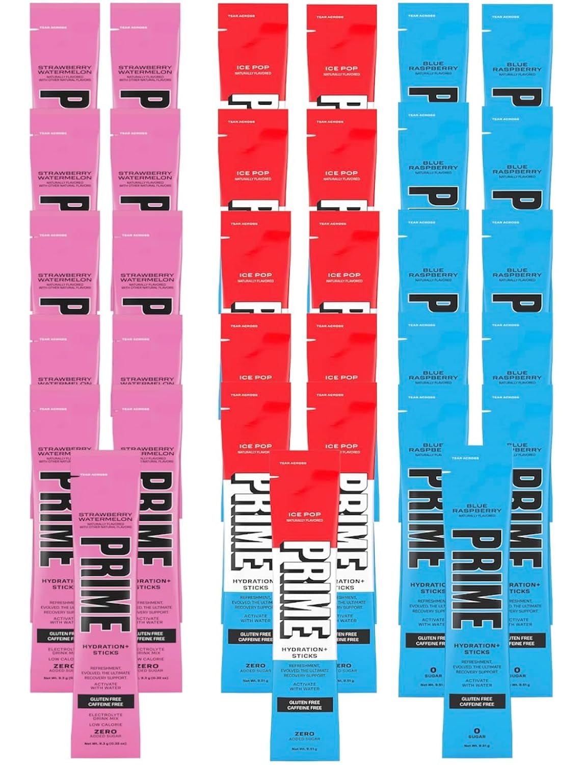 Prime Hydration+ Sticks Variety Pack - ICE POP, BLUE RASPBERRY ...