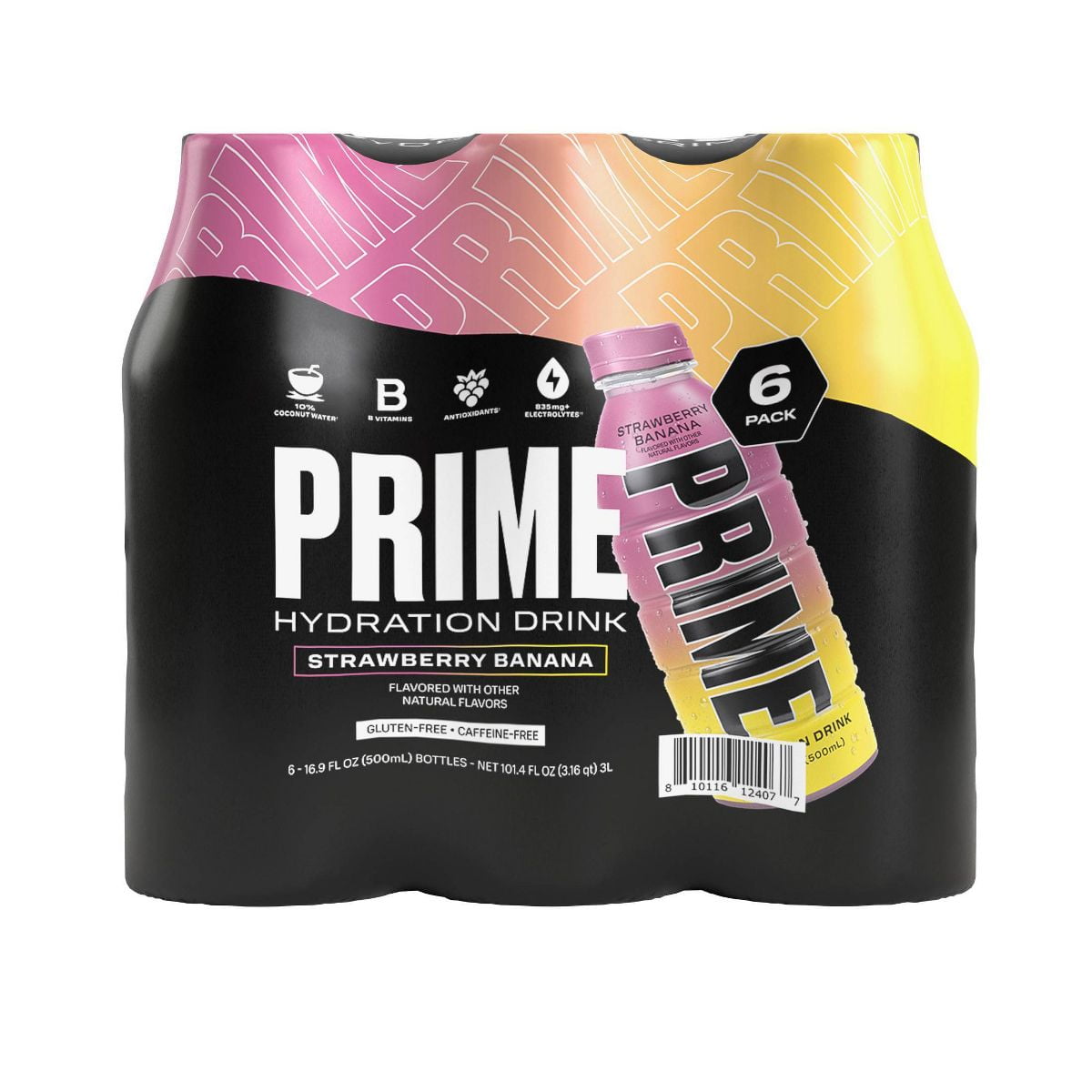 Prime Hydration Strawberry Banana Sports Drink - 6pk/16.9 fl oz Bottles - Walmart.com