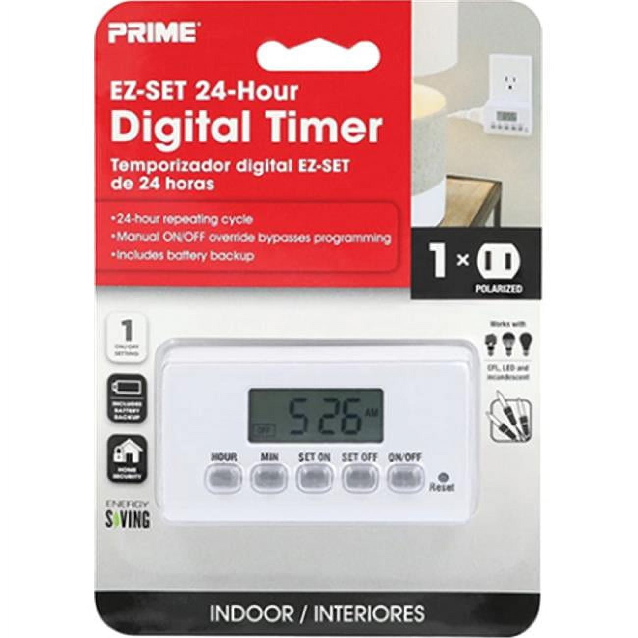 Prime Indoor Digital Timer 125 V White - Walmart.com