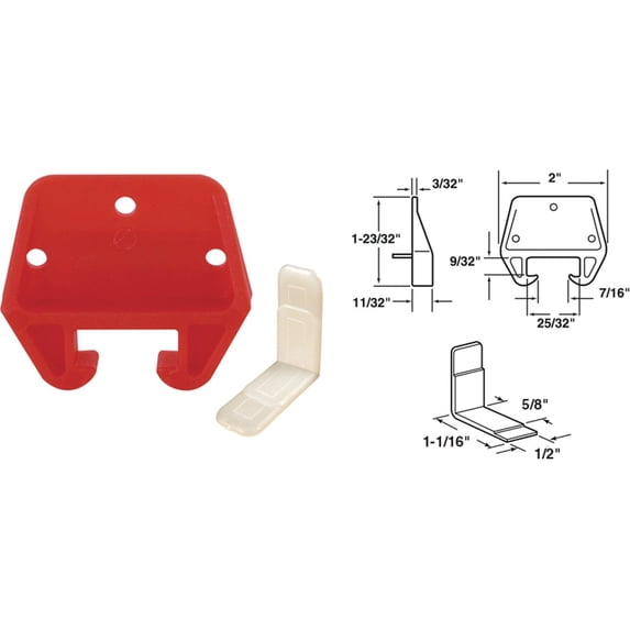 Prime-Line 22486 1/4 In. x 7/8 In., Red Drawer Guide Kit (Single Pack ...