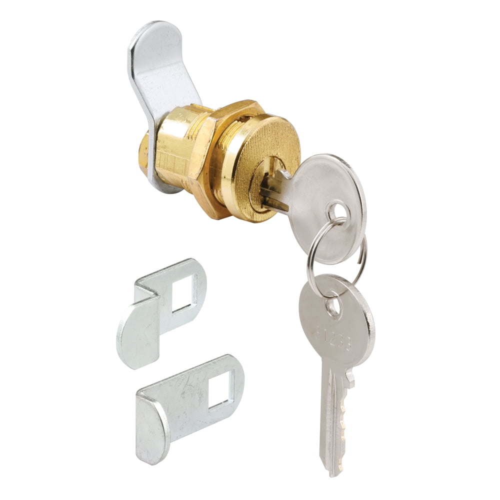 Prime-Line Brass Mailbox Lock, 3 Cams, 7/8 in. Diameter, 2 Keys ...