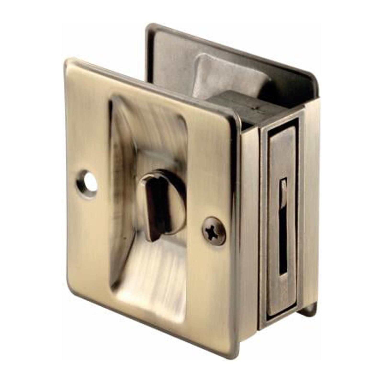 Prime-Line N 6774 Pocket Door Privacy Lock & Pull, Antique Brass ...