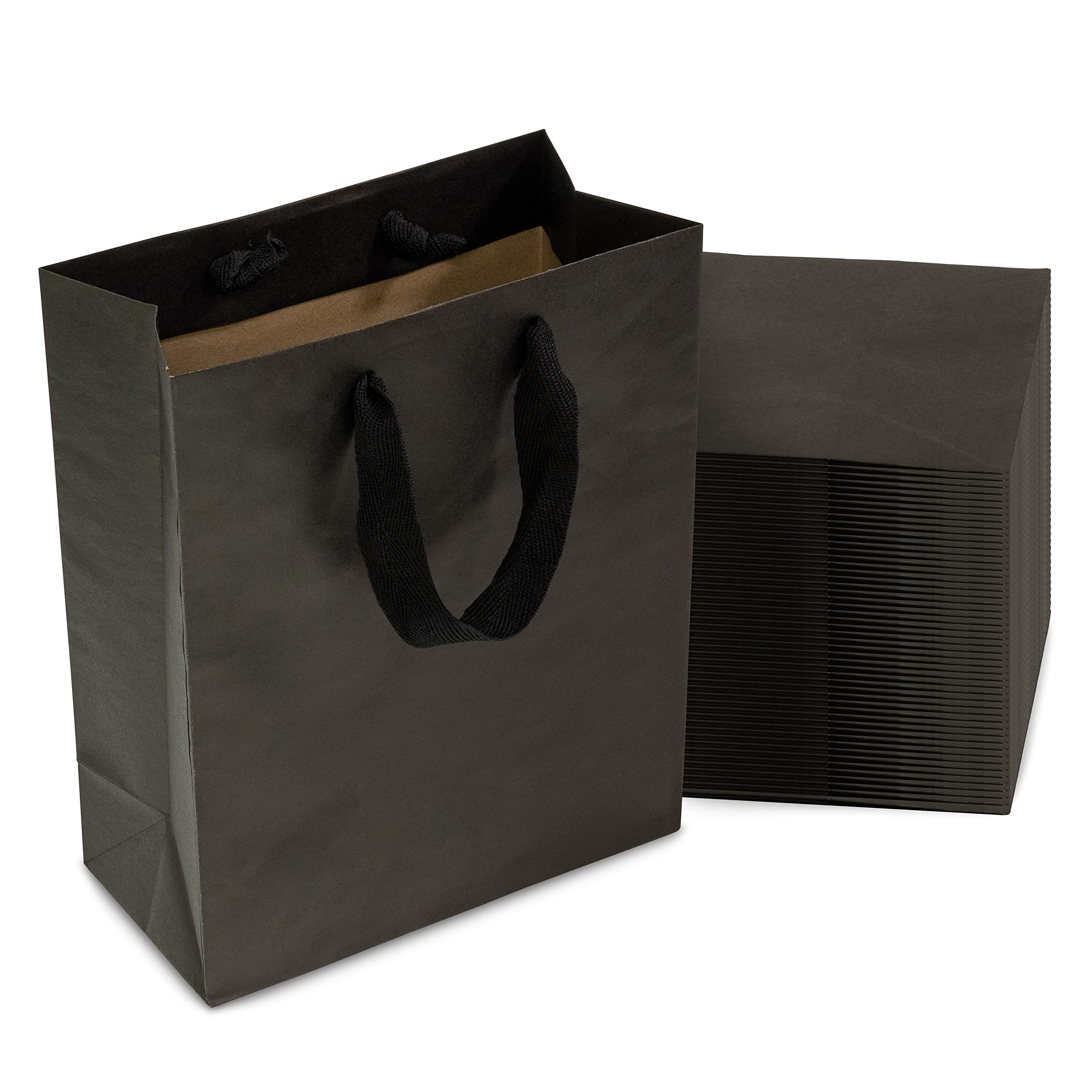 Prime Line Packaging Black RRF12 Gift Bags with Handles, Kraft Shopping ...