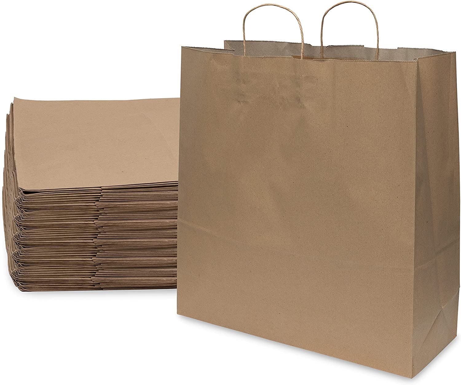 Prime Line Packaging White Paper Bags, Large Paper Bags with Handles ...