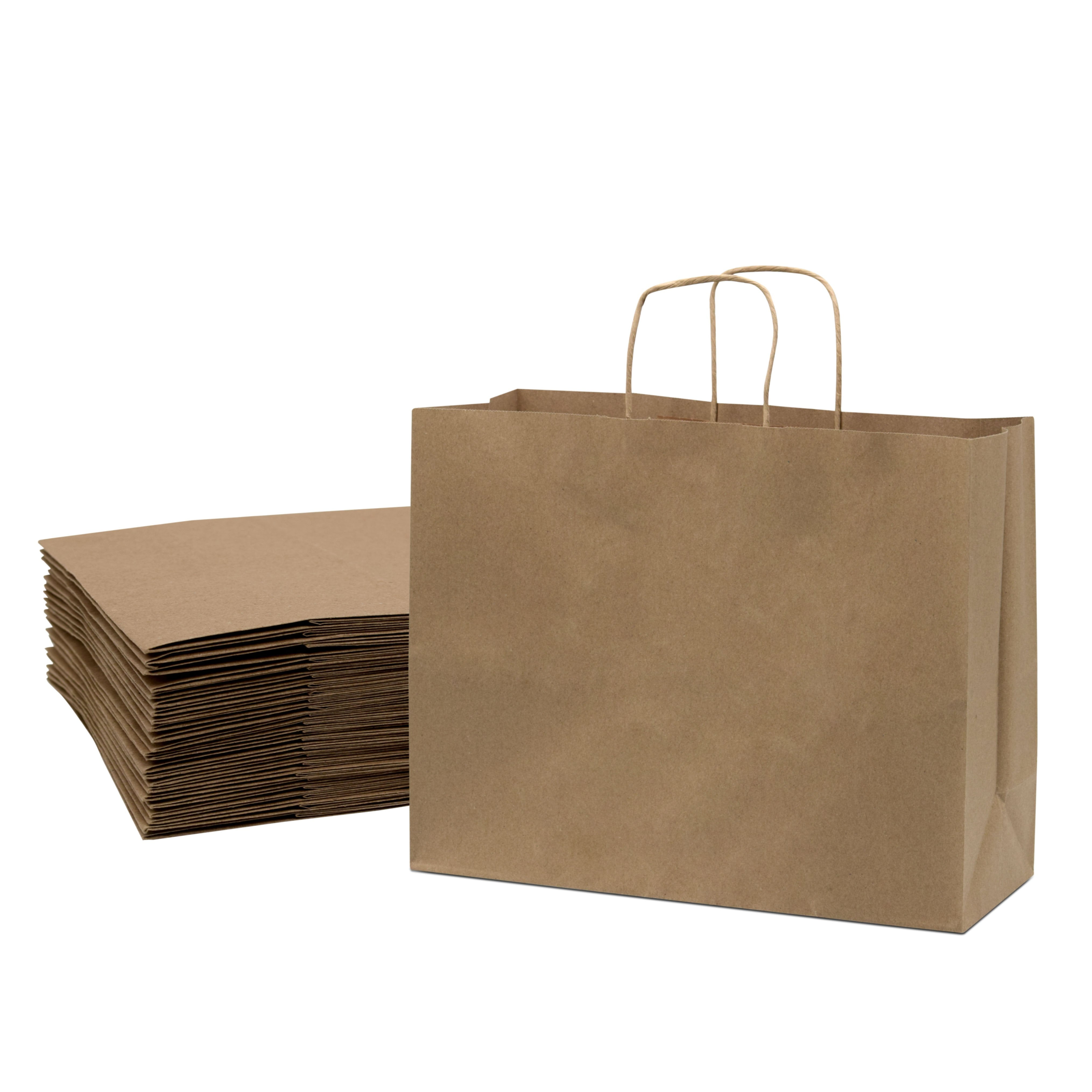 Prime Line Packaging Large Paper Bags with Handles, Brown Paper Bags ...
