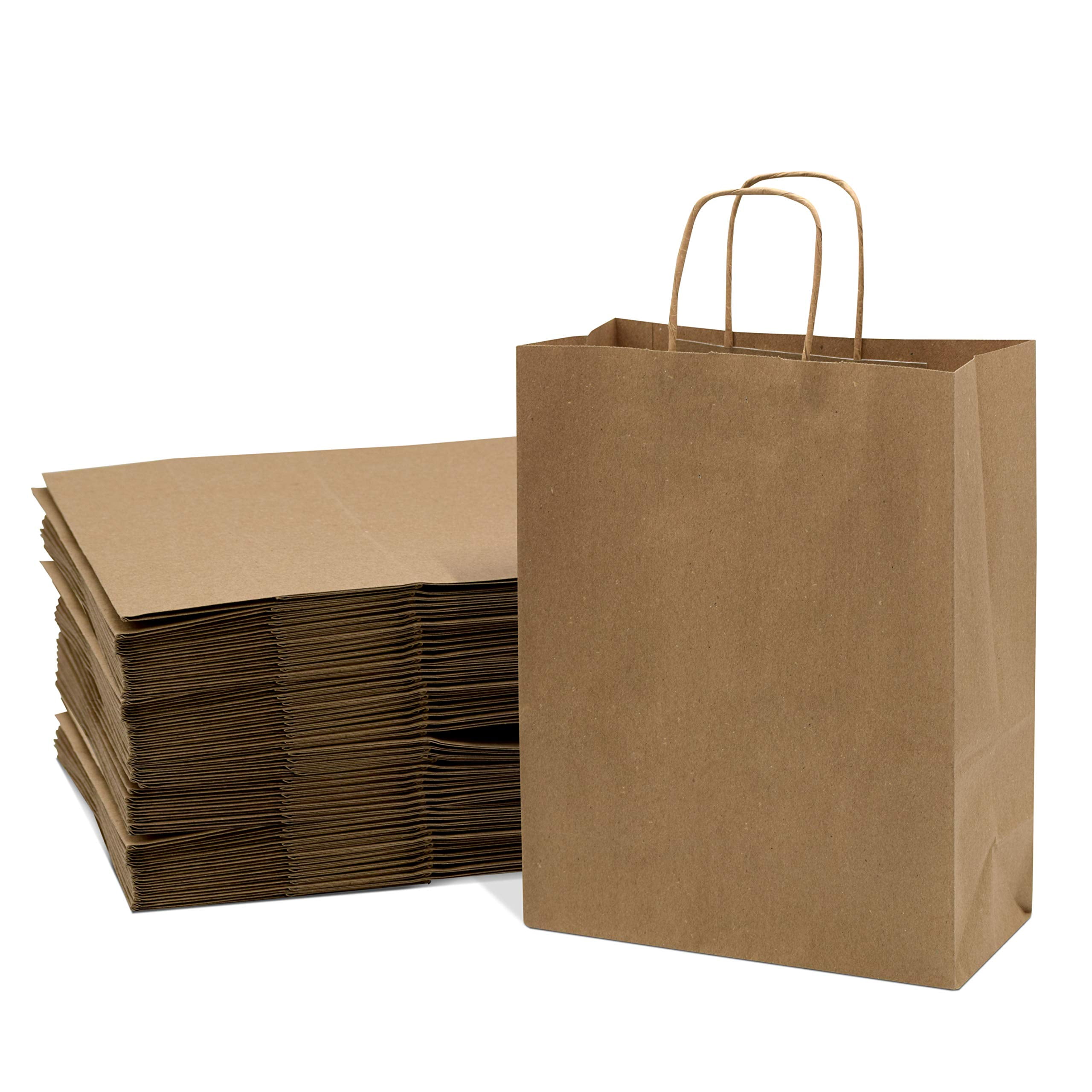 Prime Line Packaging Medium Brown Paper Bags with Handles, Kraft Gift ...