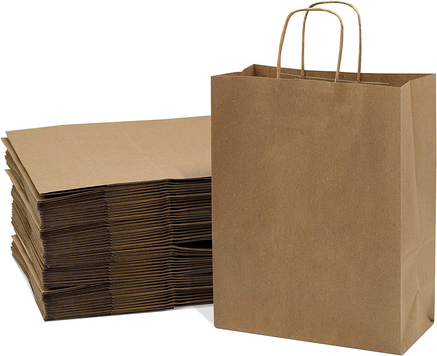 Prime Line Kraft Paper Shopping Bags, Medium Size Brown Gift Bags with ...