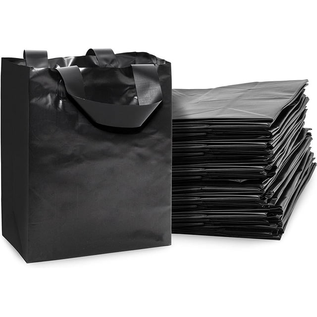 Prime Line Packaging Plastic Bags with Handles, Small Frosted Black ...