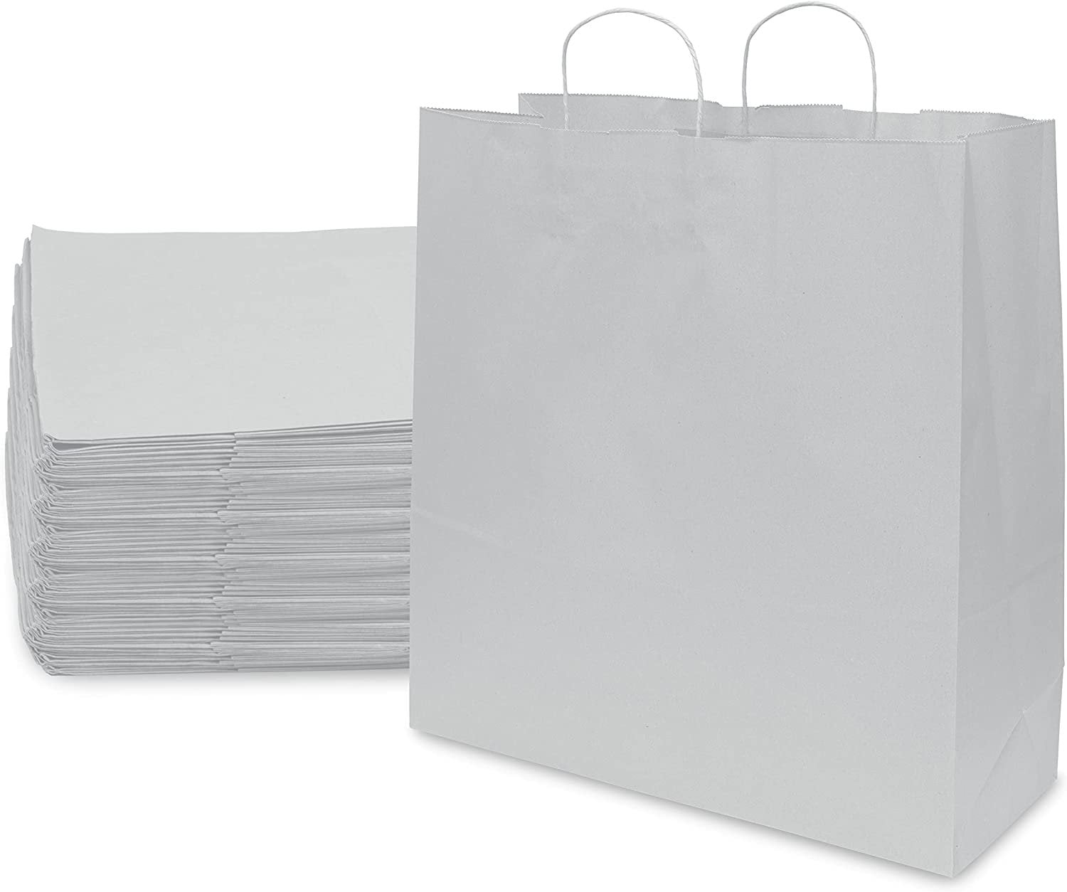 Prime Line Packaging Extra Large White Paper Bags, 50 Pack, 18x7x18.75 ...