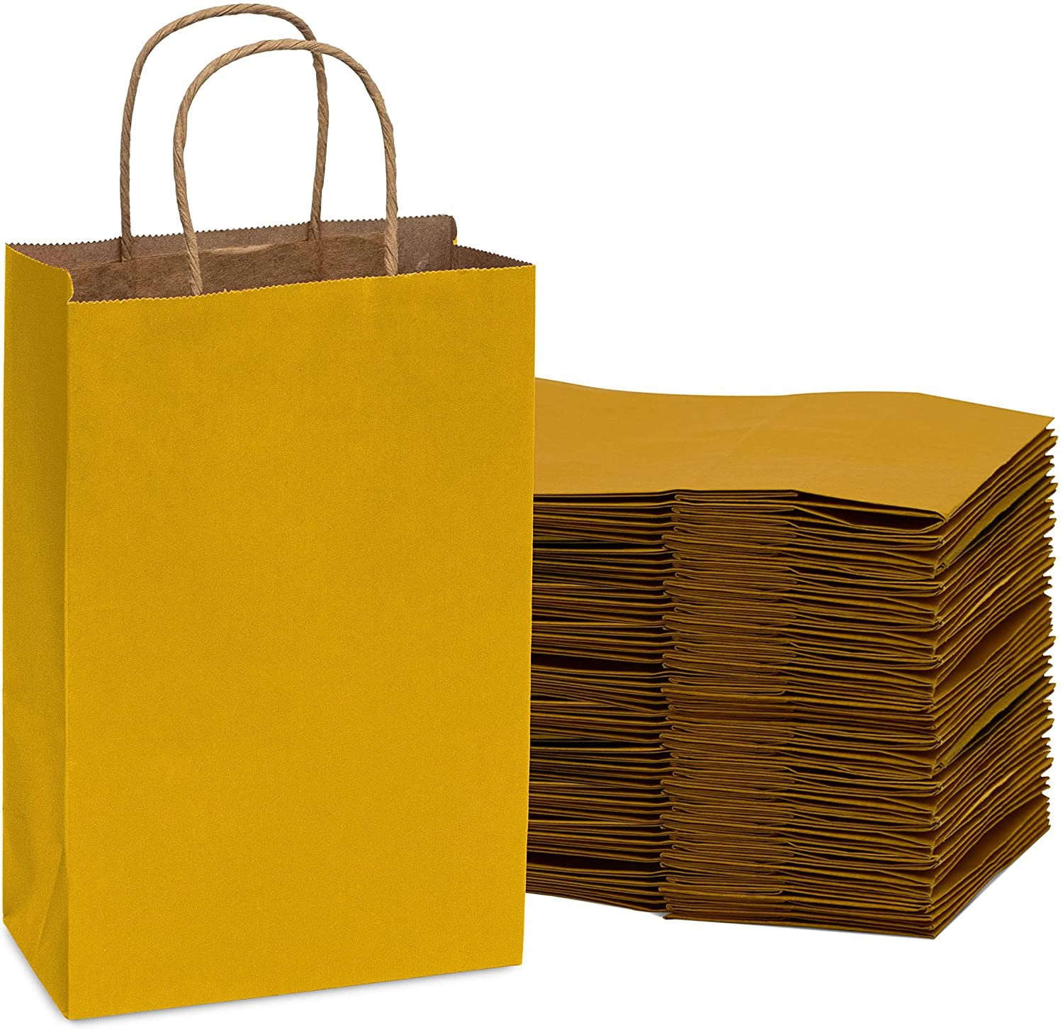 Prime Line Packaging Yellow Paper Shopping Bags with Handles, Extra ...